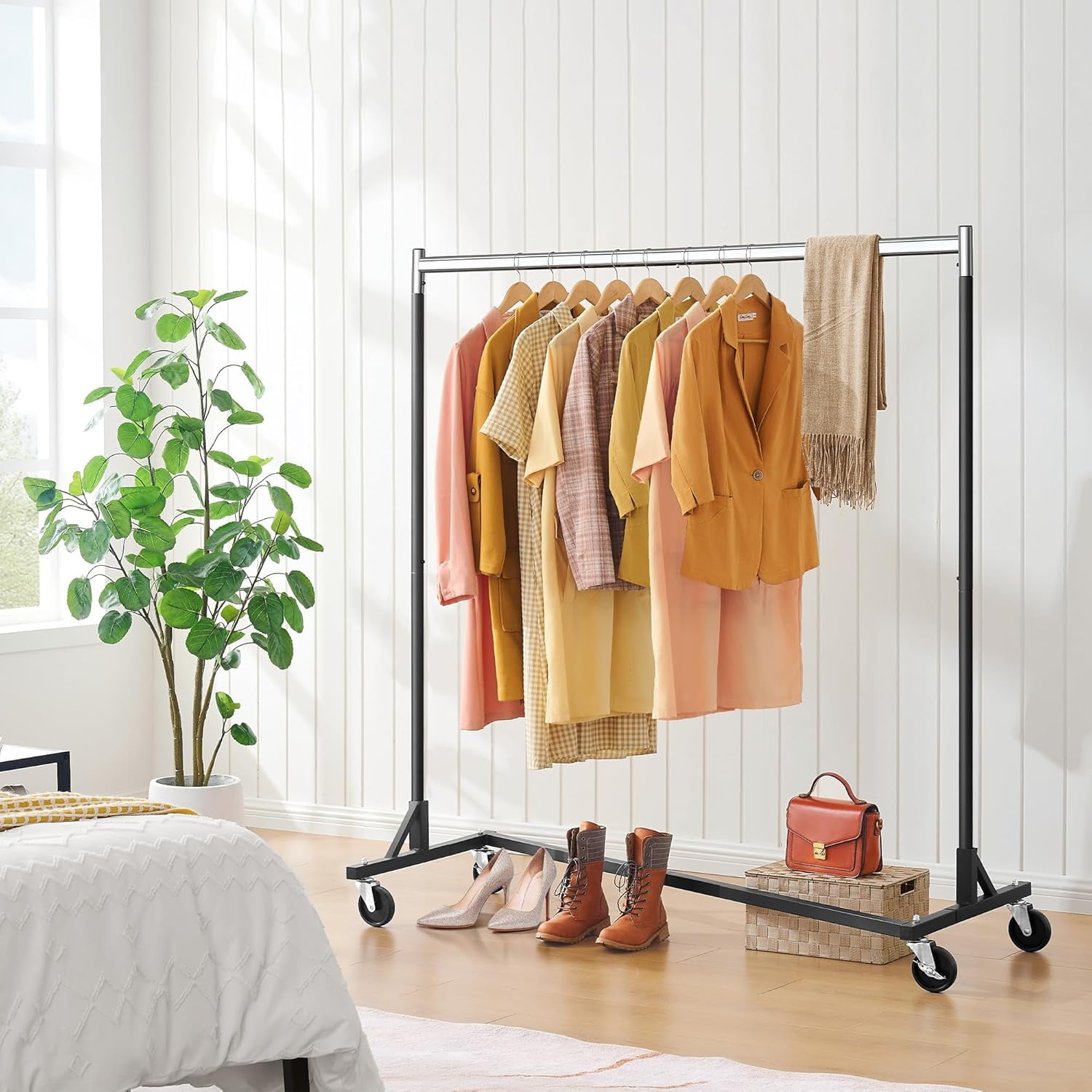Z Rack, Rolling Clothes Racks with Z-Base, Heavy Duty Garment Rack ...