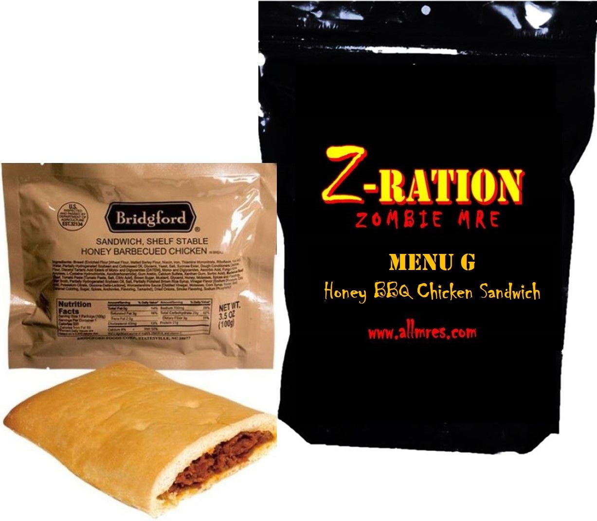 Z-Ration – Menu G MRE (Meal Ready to Eat) Honey BBQ Sandwich: Quick and ...