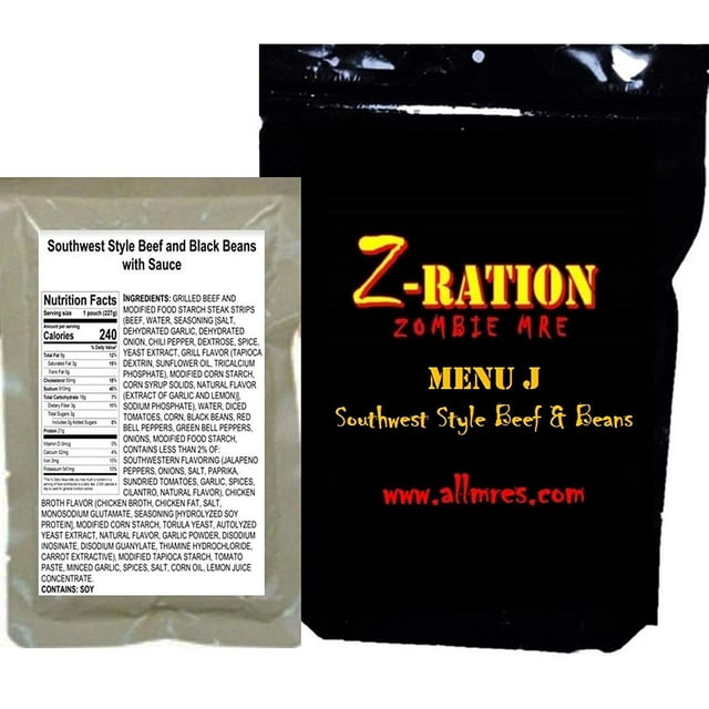 Z-Ration – Menu J MRE (Meal Ready-to-Eat) Southwest Style Beef & Beans ...