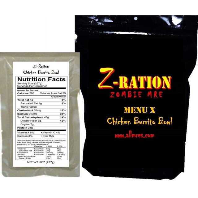 Z-Ration – Menu X MRE (Ready-to-Eat) Chicken Burrito Bowl: Convenient ...