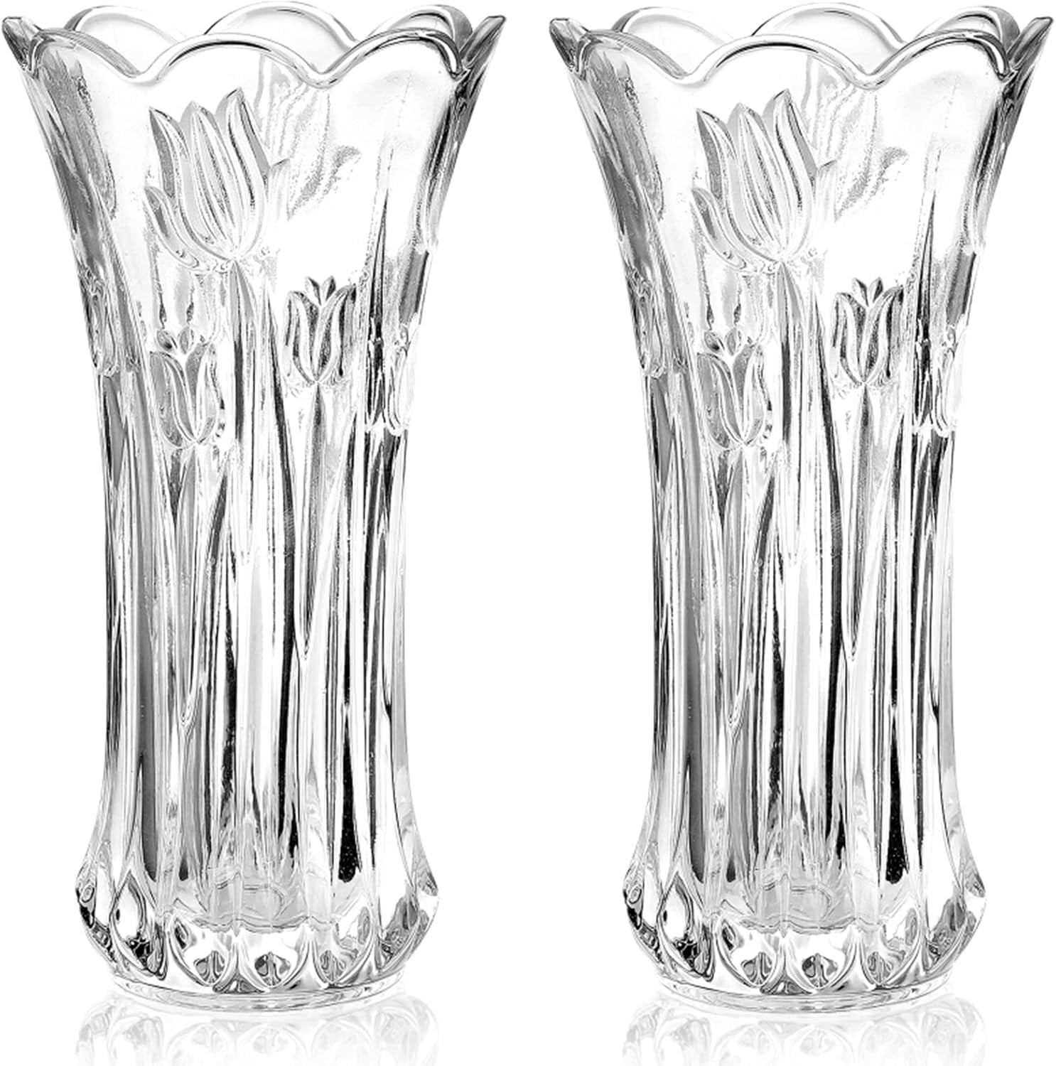 Z Set of 2 Glass Flower Vase, 9.5" Large Flower Vases for Centerpieces ...
