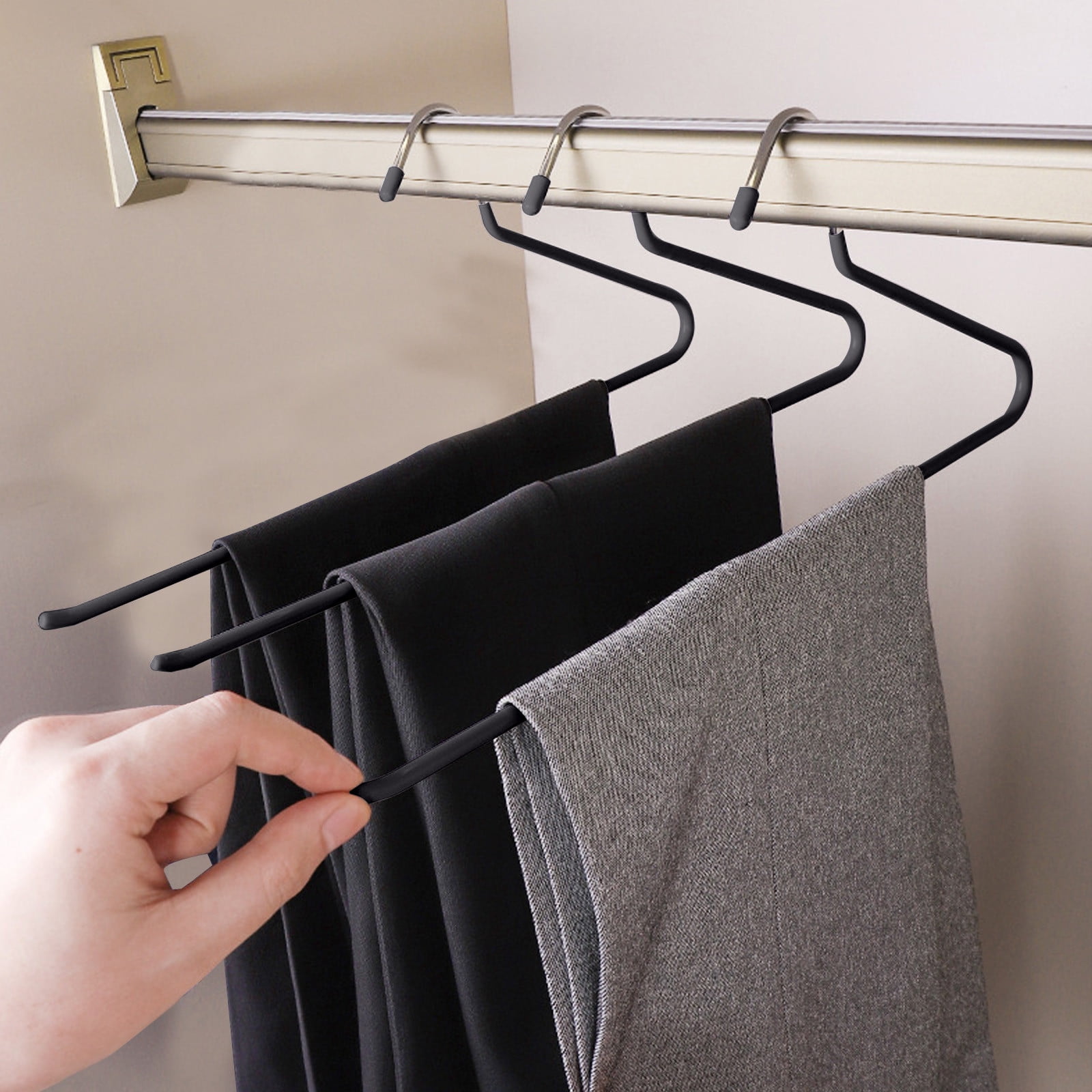 Z-Shaped Pants Hanger, Non-Slip Heavy Duty Iron Clothes Rack, Space ...