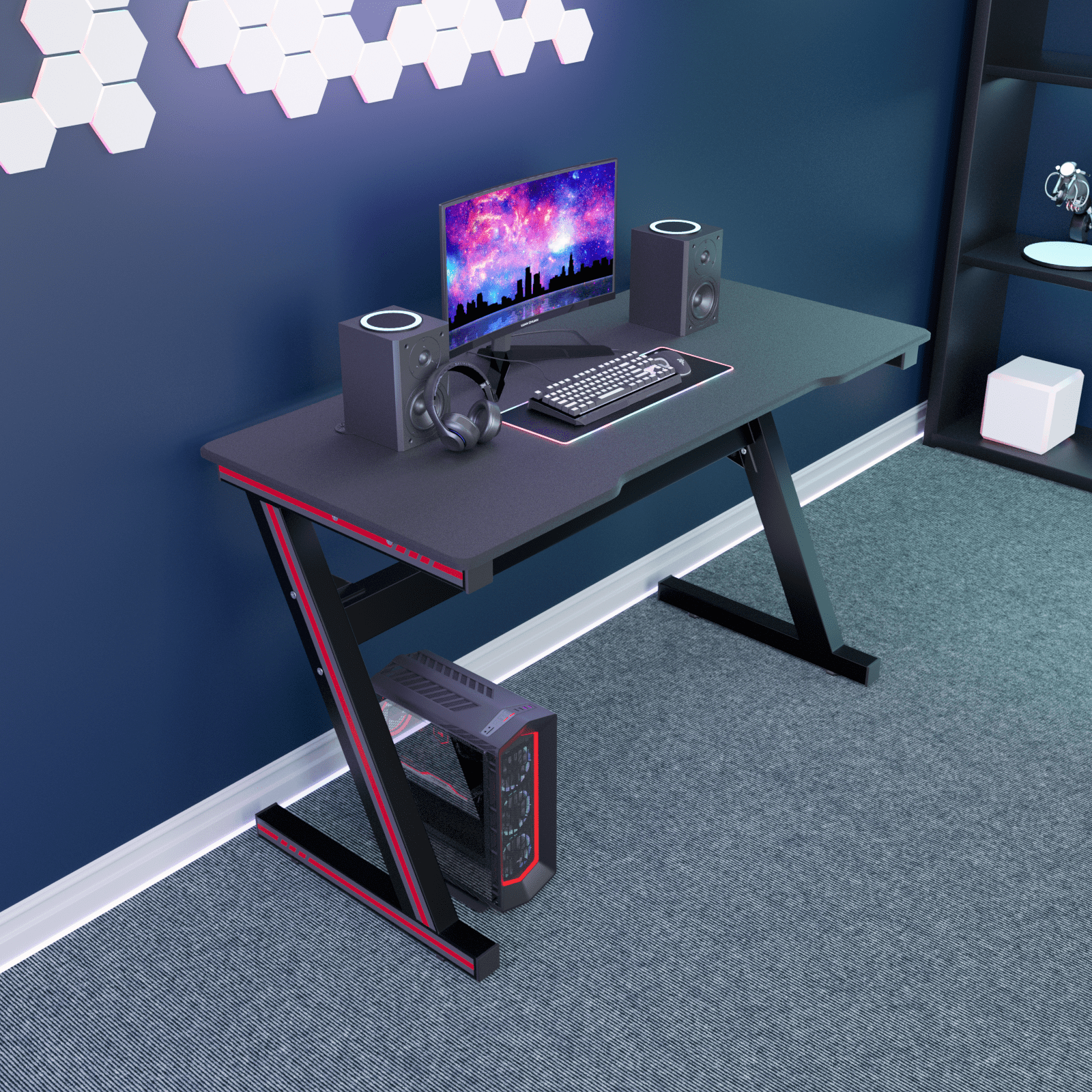 Modern Sturdy Black Computer Table Study Desks Gaming Table Desk with Z ...