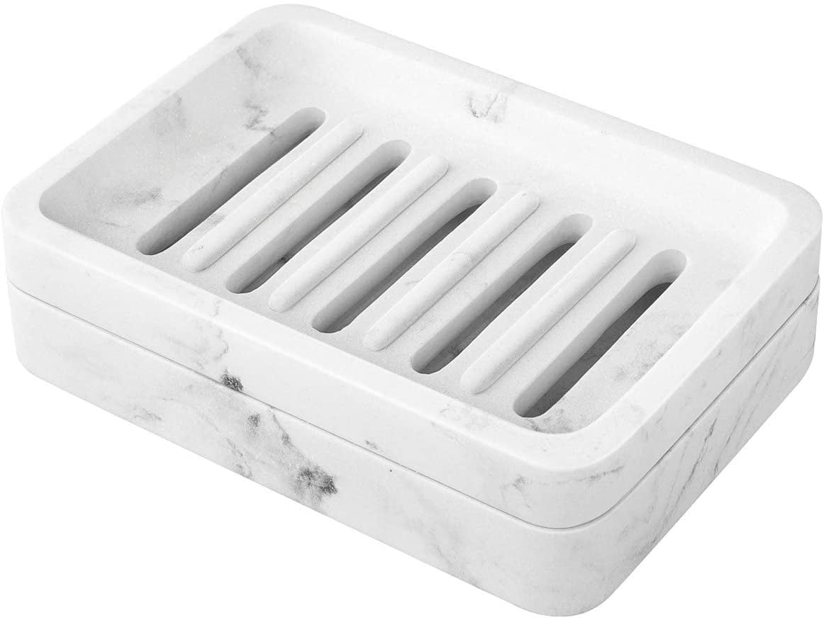 Z Soap Dish, Dual-Layer Resin Bar Soap Tray Container Box Case Holder ...