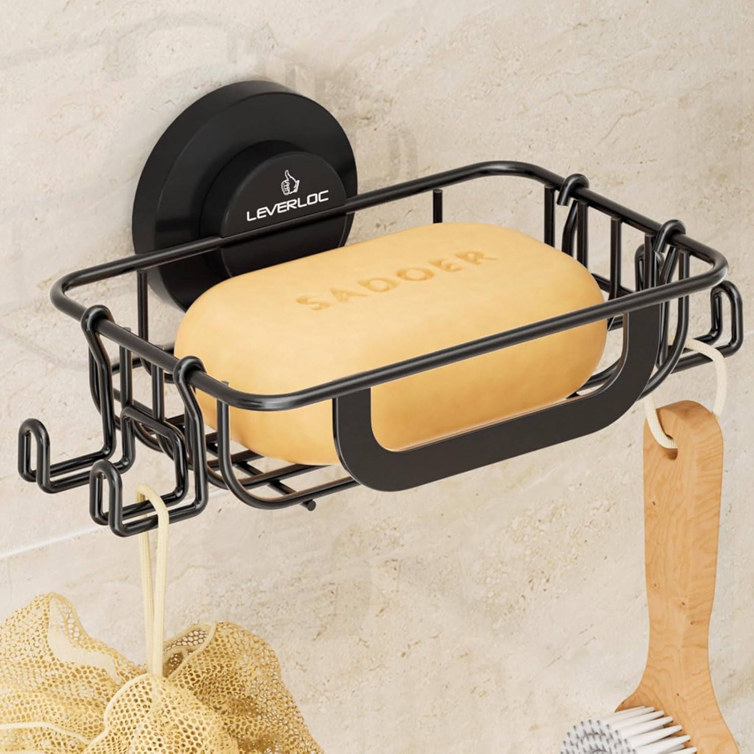 Z Soap Holder Dish with Hooks for Shower, Bar Suction Cup Soap Tray ...