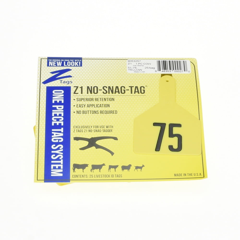 Z Tag No-Snag-Tag Yellow Cow Hot Stamp 51-75 - Walmart.com