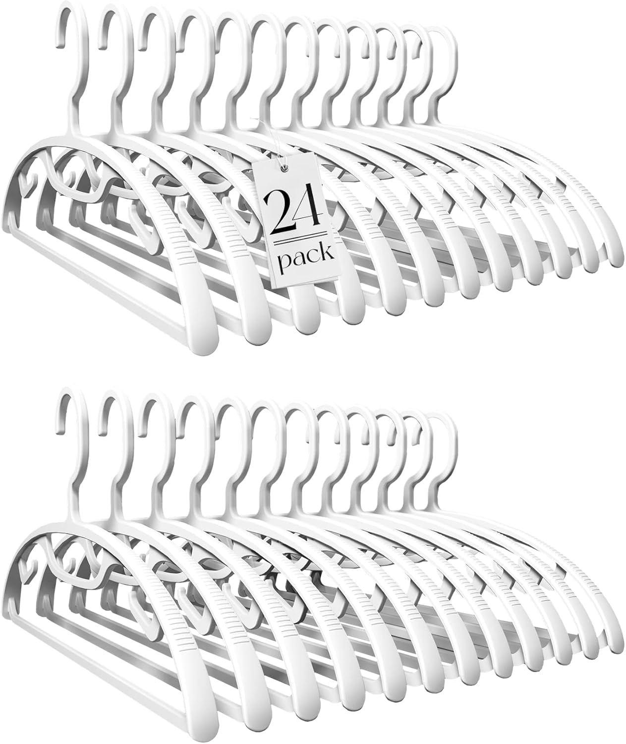 Z White Plastic Clothes Hangers, Heavy Duty Coat Hangers 24 Pack ...