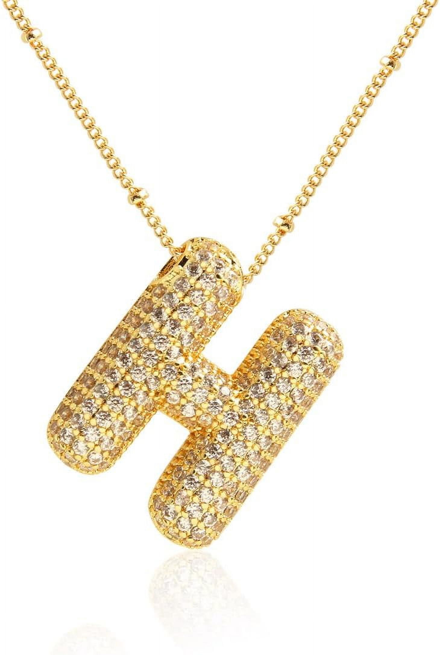 Z ZACHÉ Gold A-Z Bubble Letter Necklace 18K Gold Plated -- Dainty Cubic ...