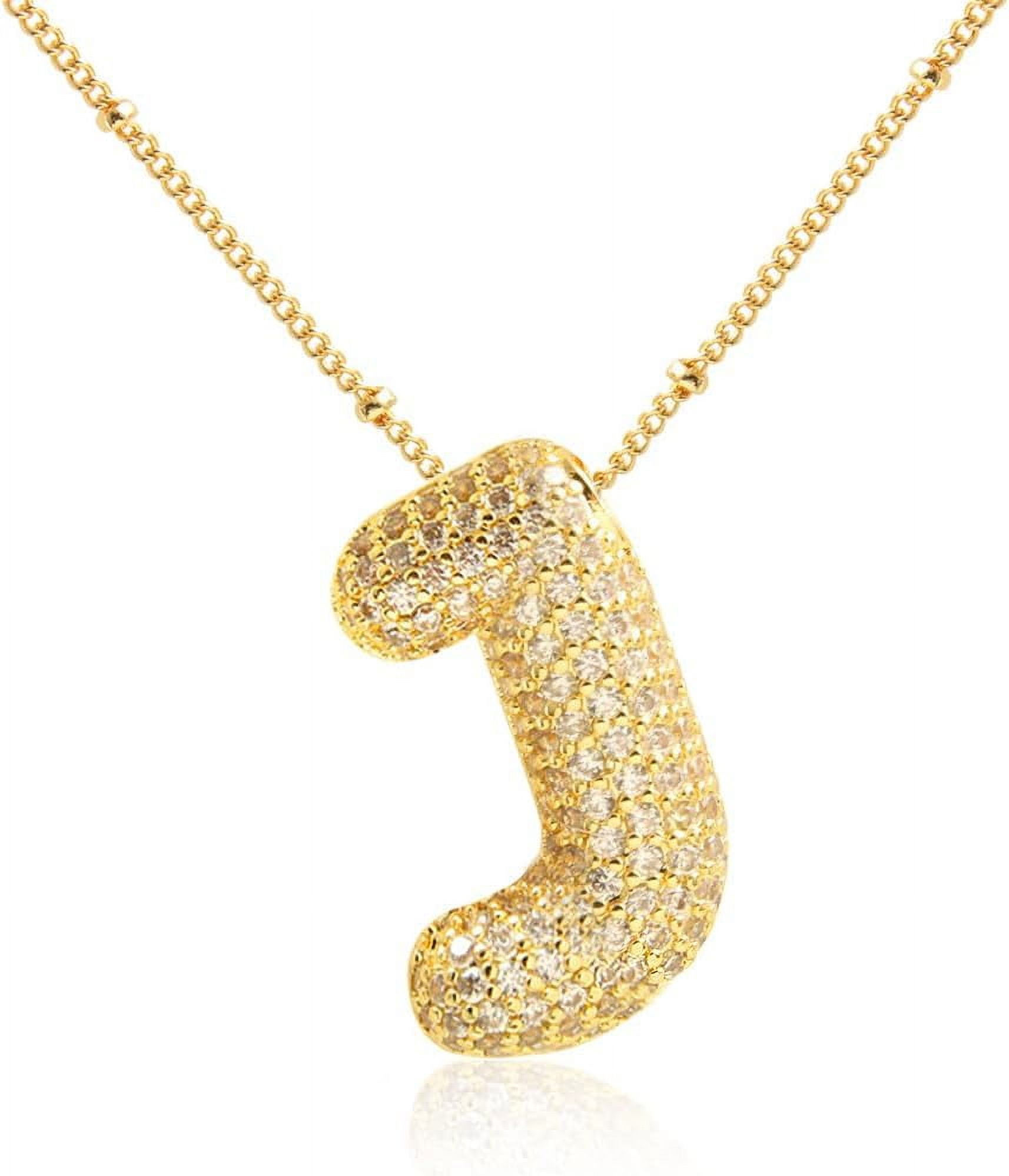 Z ZACHÉ Gold A-Z Bubble Letter Necklace 18K Gold Plated -- Dainty Cubic ...