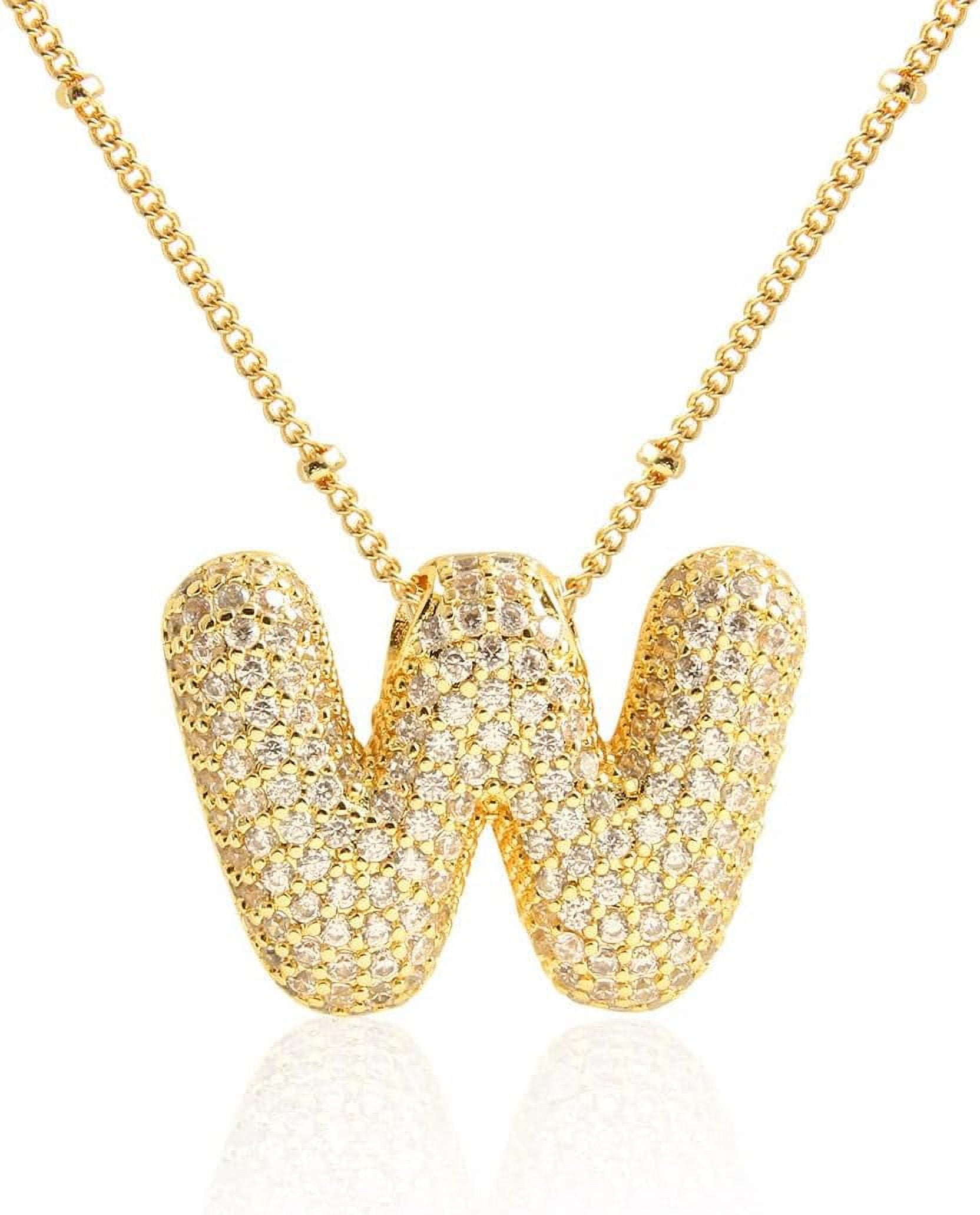 Z ZACHÉ Bubble Initial Necklace 18K Gold Plated - Dainty Cubic Zirconia ...