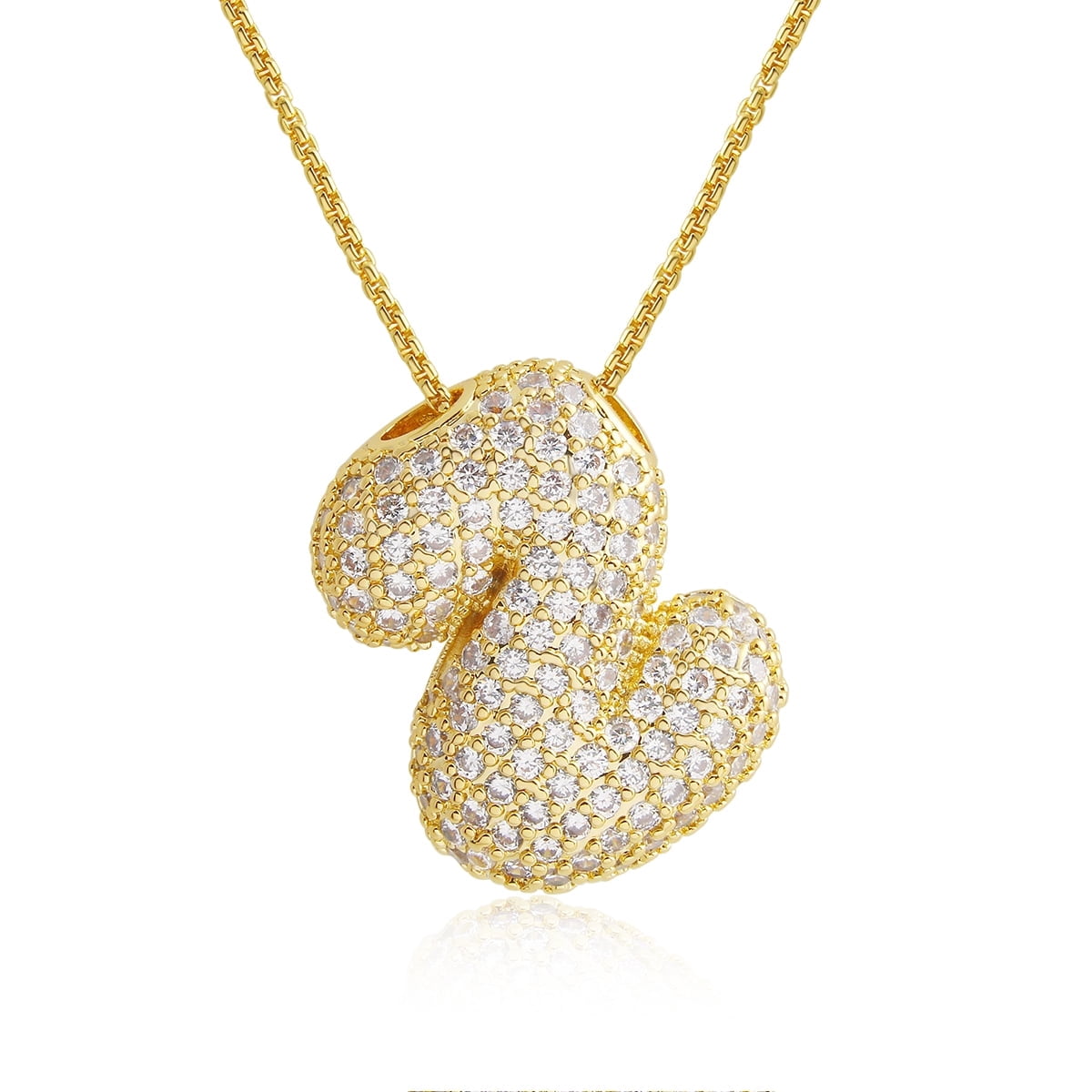 Z ZACHÉ Bubble Letter Necklace 18k Gold Plated Dainty Pave Cubic ...