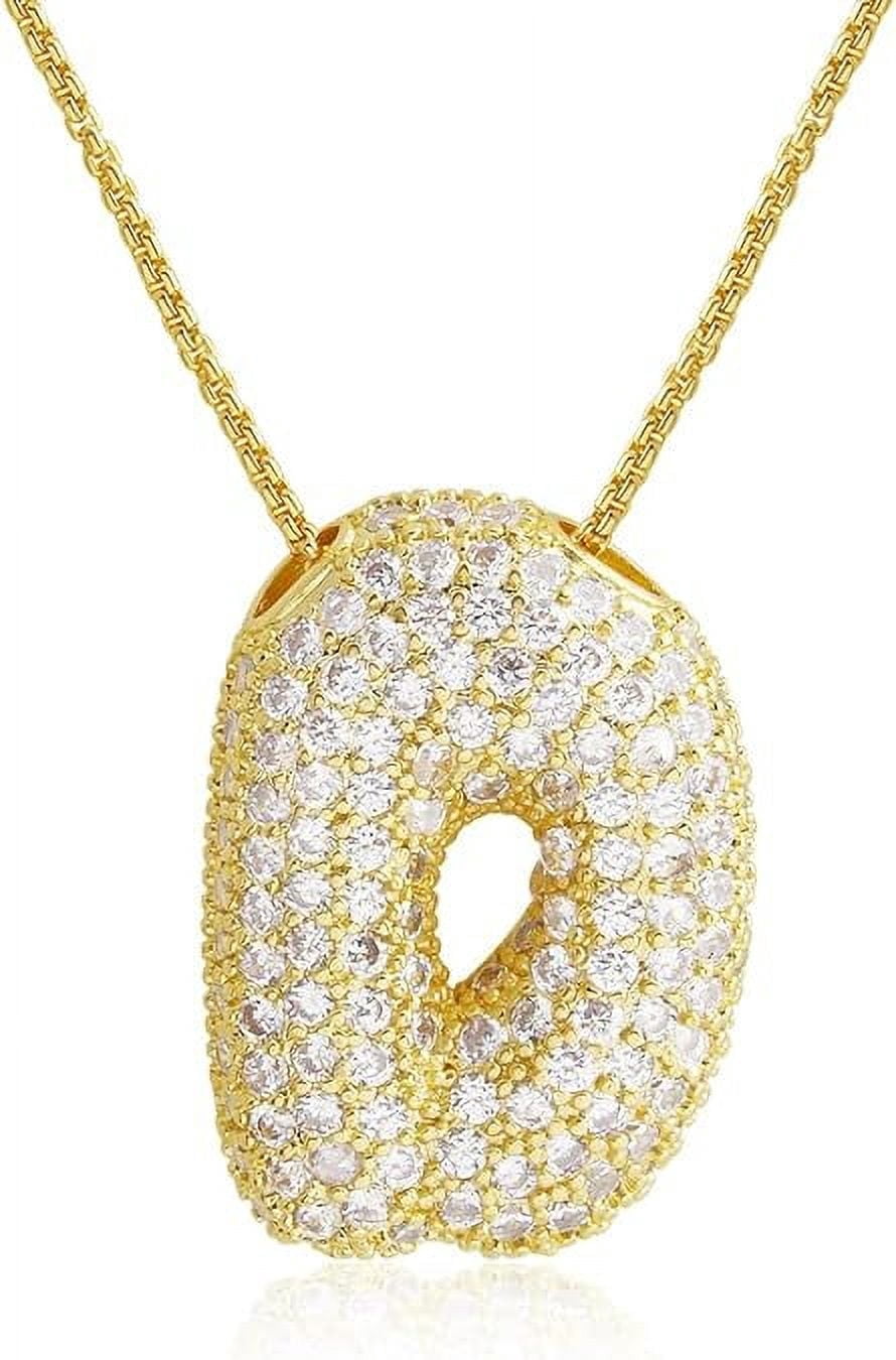 Z ZACHÉ Bubble Letter Necklace 18k Gold Plated Dainty Pave Cubic ...