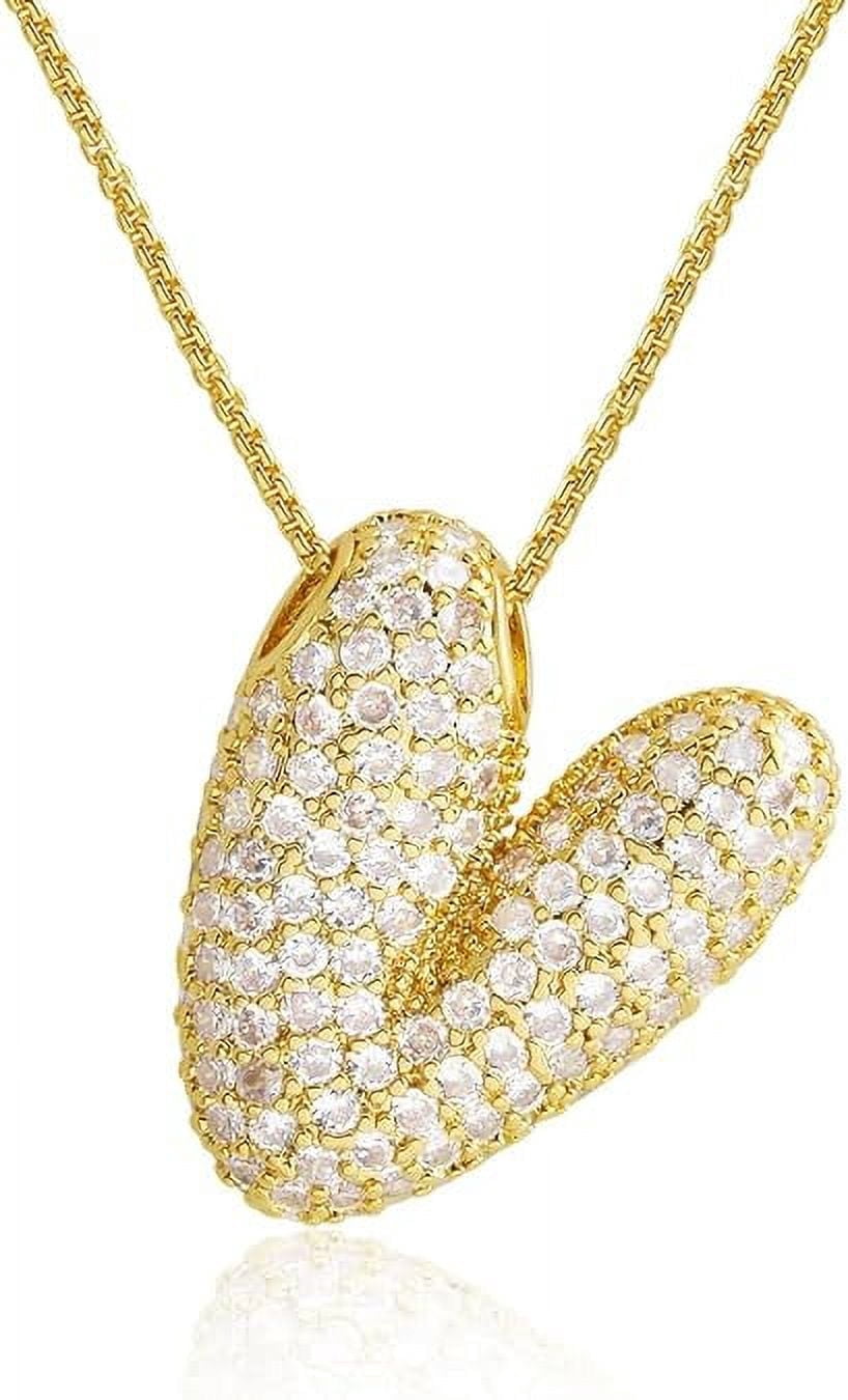 Z ZACHÉ Bubble Letter Necklace 18k Gold Plated Dainty Pave Cubic ...