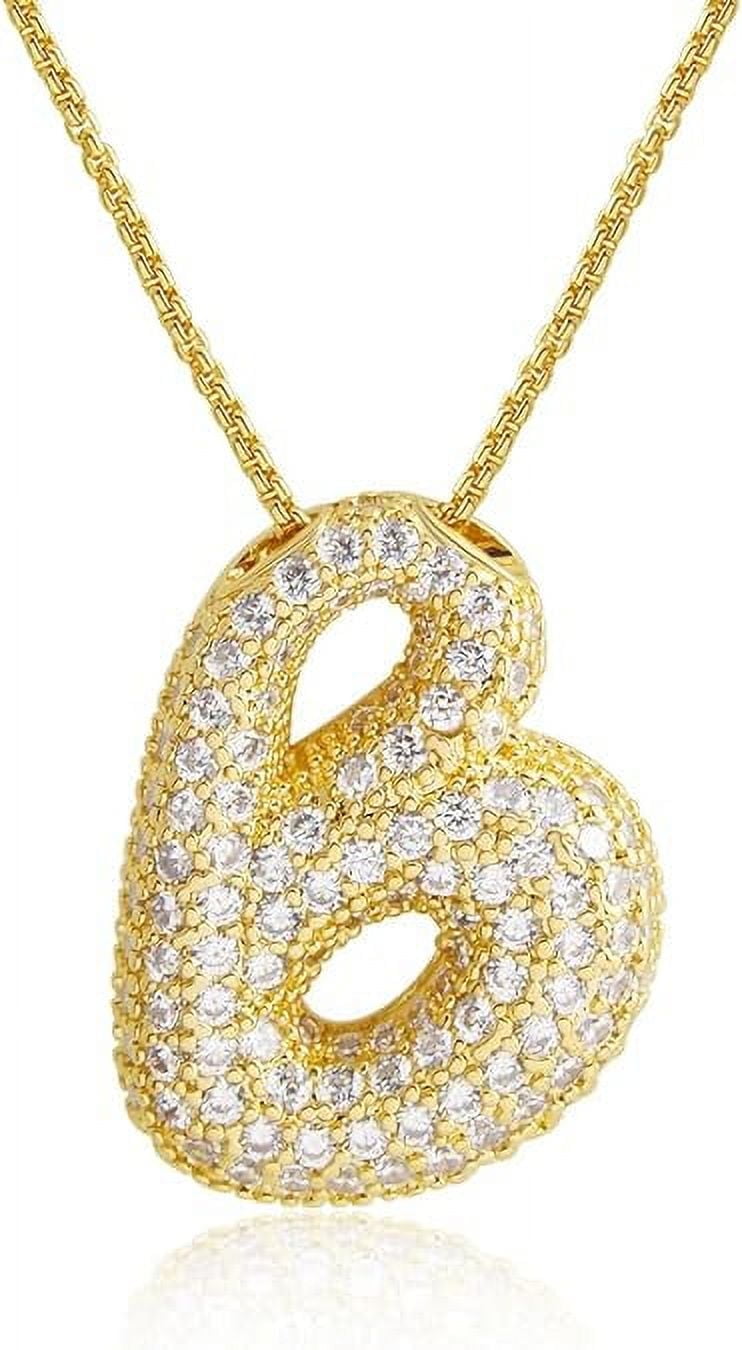 Z ZACHÉ Bubble Letter Necklace 18k Gold Plated Dainty Pave Cubic ...
