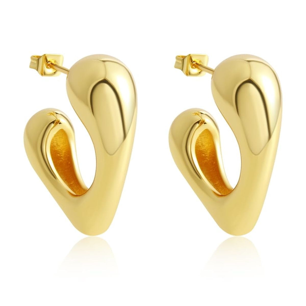Z ZACHÉ Gold Plated Chunky Heart Stud Earrings For Women - Walmart.com