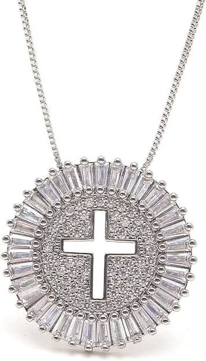 Z ZACHÉ Round Hollow Cross Pendant Necklace Gold-plated Pavé Cubic ...