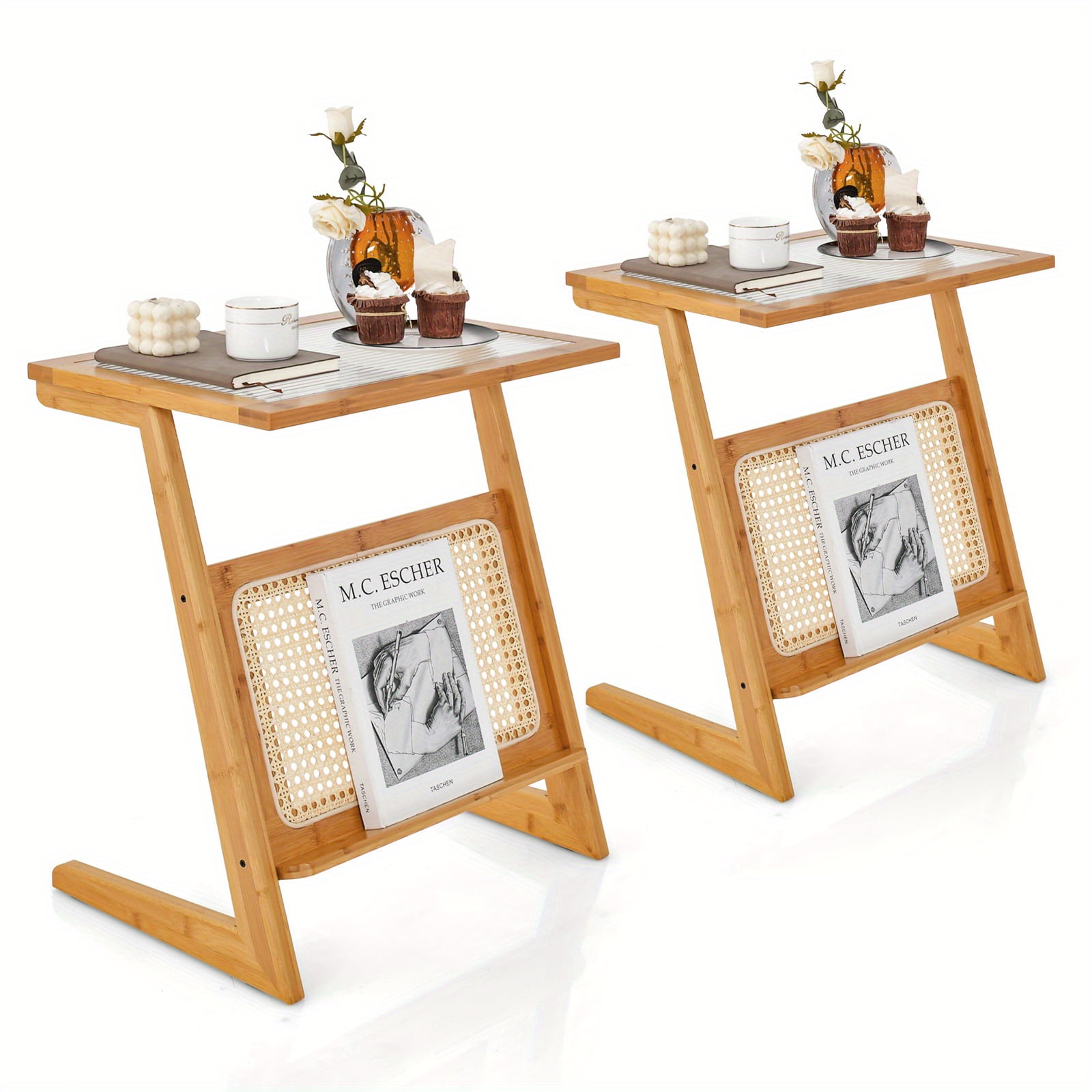 [Z-shaped Glass Side Table] BriGen Tech Z-shaped Side Table - Glass Top ...