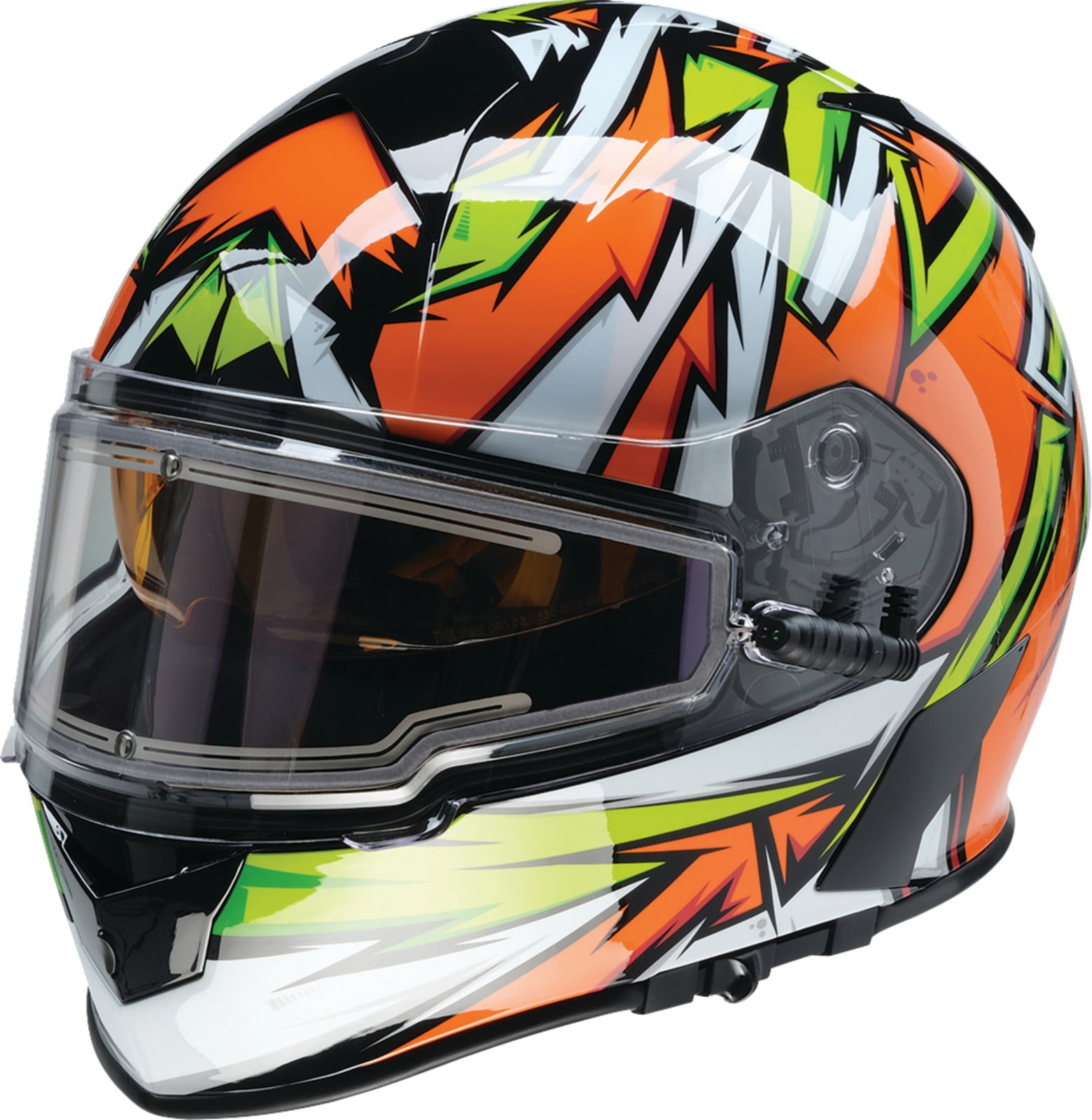Z1R Warrant Neuron Snow Helmet w/Heated Electric Shield Orange/Green XS ...