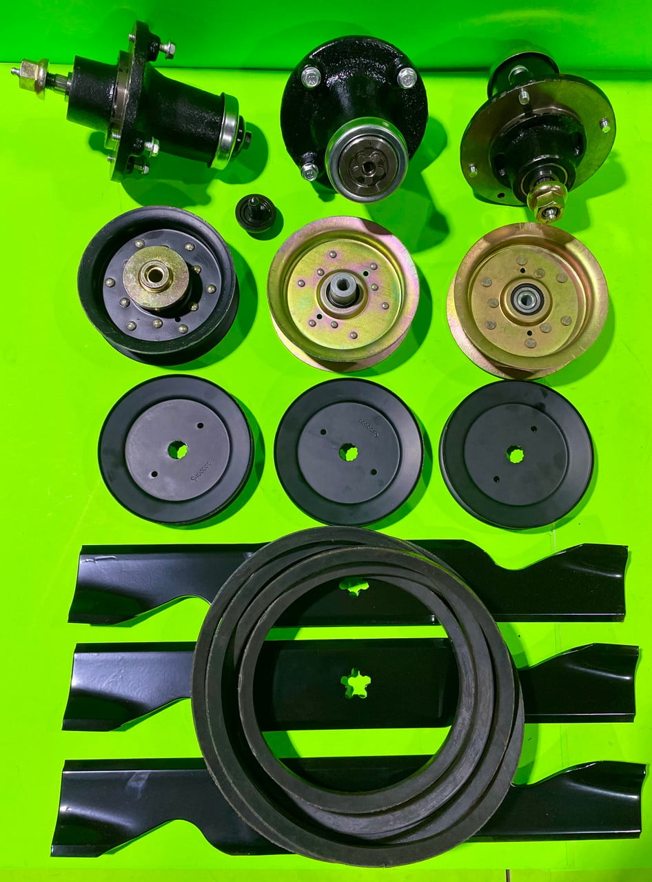 Z254F DECK KIT: CAST IRON SPINDLES, HIGH LIFT BLADES, PULLEYS BELT ...