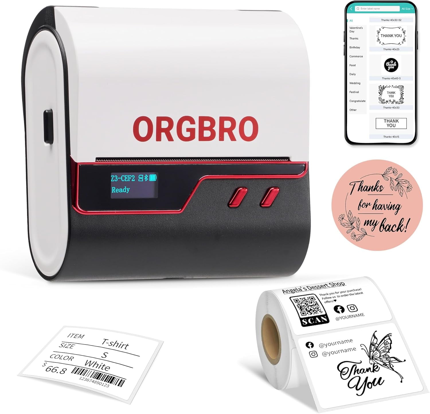 Z3 Label Maker Machine with Tape, Portable Bluetooth Thermal Printer ...