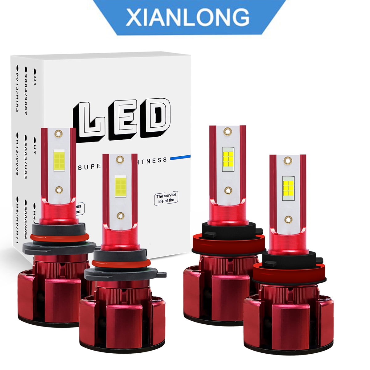 Z4 H11/H8/H9 9005/HB3 LED Bulbs combo Kit, 50W 6000 Lumens 300% Brightness, 6500K Cool White ...