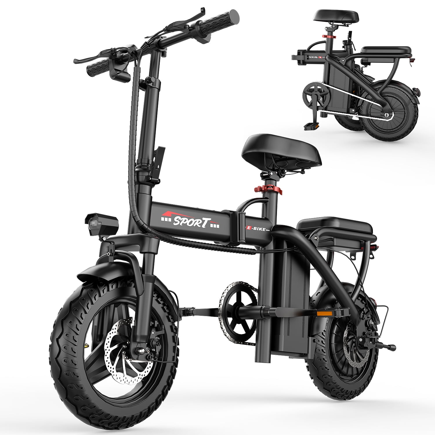 Z6 14" Electric Bike 500W Motor, 48V/10AH E-Mountain Bike,Folding Electric Bicycle for Adult ...