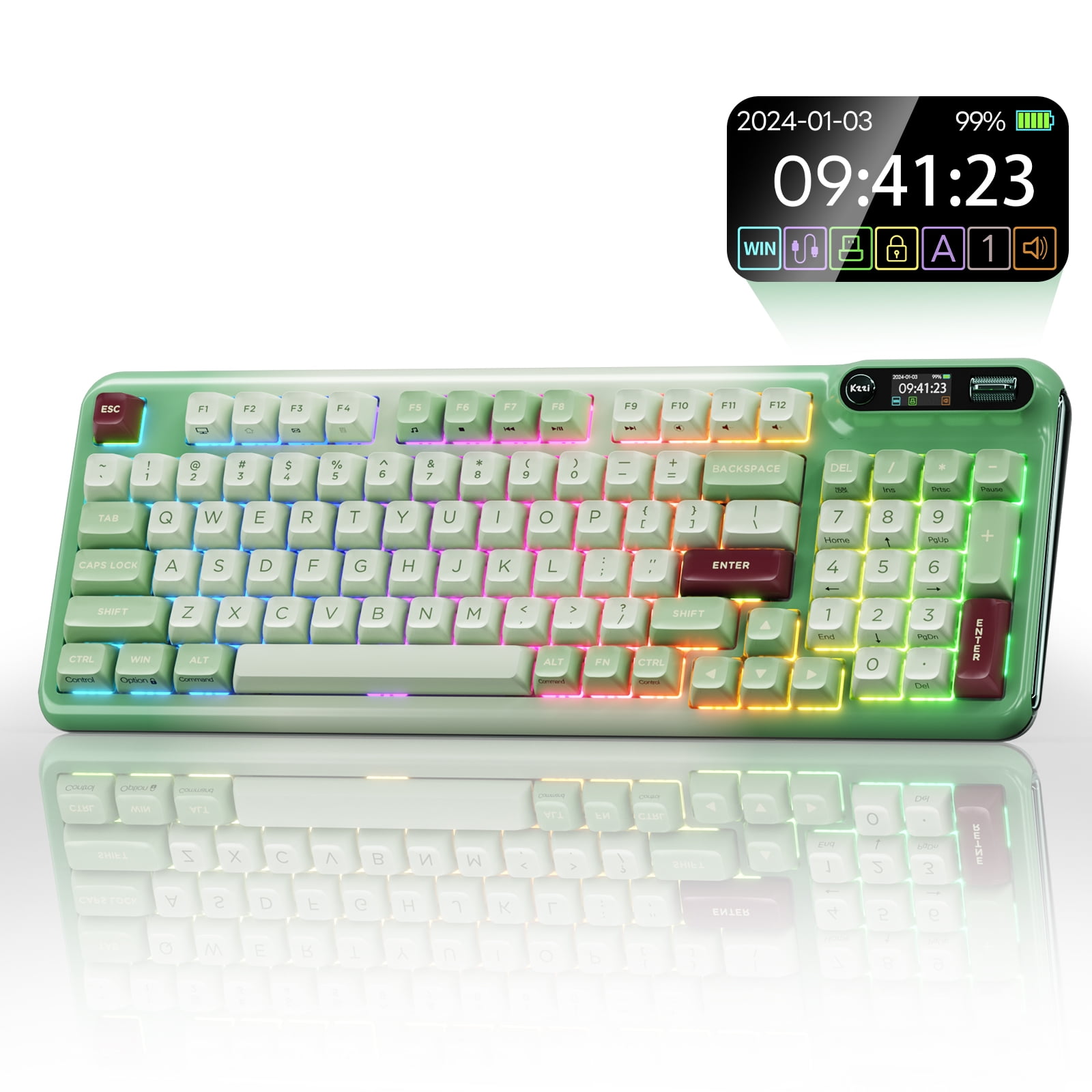 Z98 Mechanical Gaming Keyboard - Wireless Computer Keyboard with LCD ...