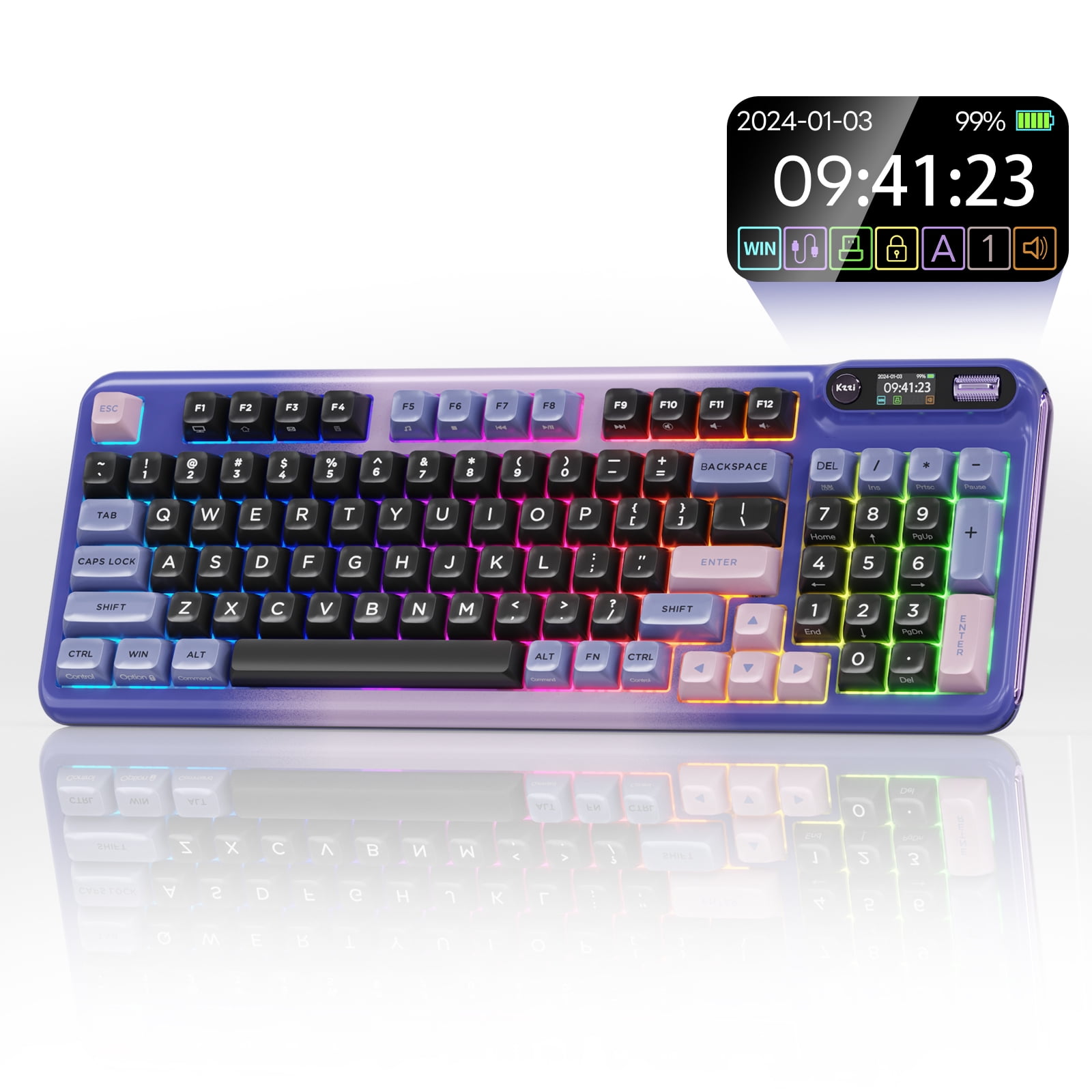 Z98 Wireless Gaming Keyboard - Mechanical Keyboard with Smart Display & Knob, Hot Swappable ...