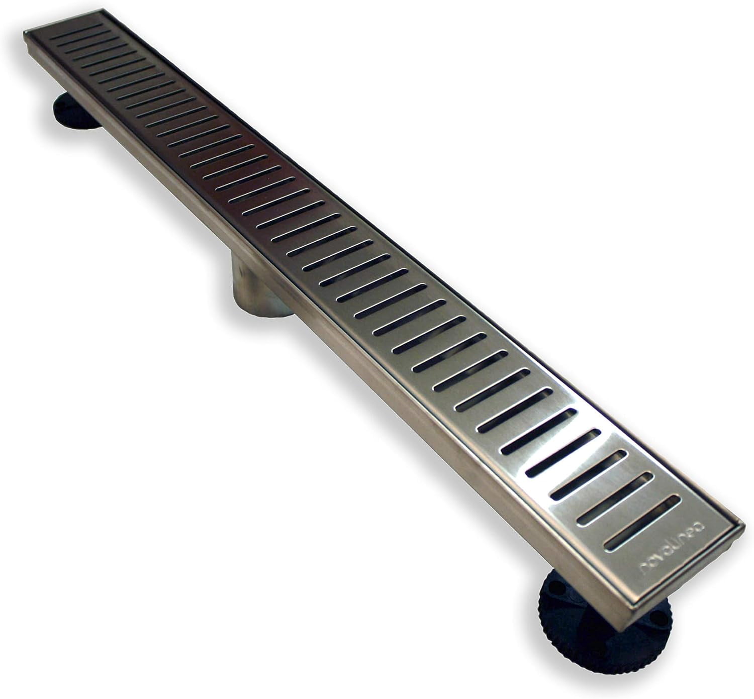 ZA Linear Shower Drain (24 Inch VERTI-LINE Pattern) Sleek and Modern Brushed Stainless Steel ...