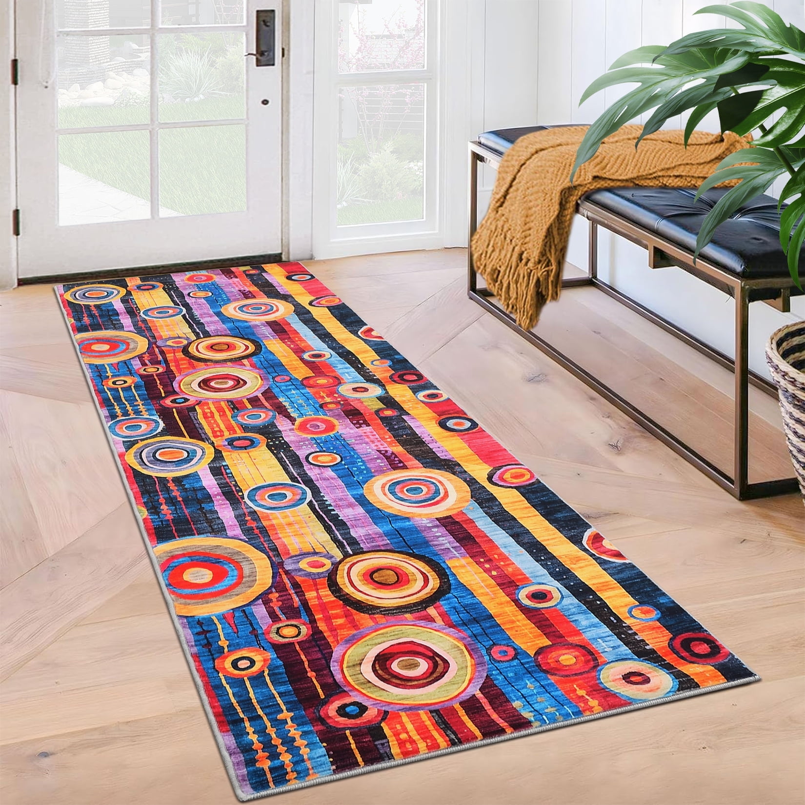ZACOO 2' x 6' Runner Rug for Living Room Modern Geometric Rug Low Pile ...