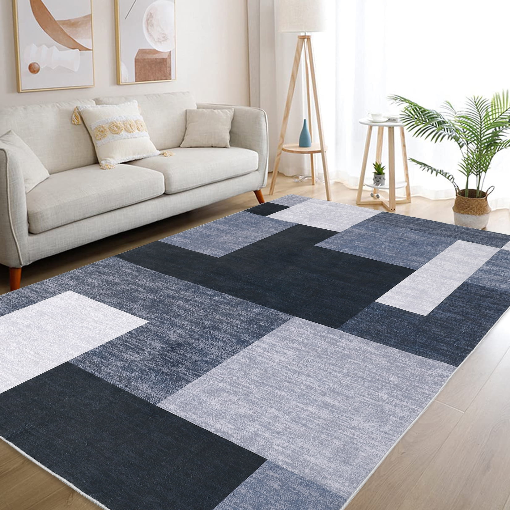 ZACOO 8'x10' Bedroom Area Rug Modern Geometric Carpet for Living Room ...