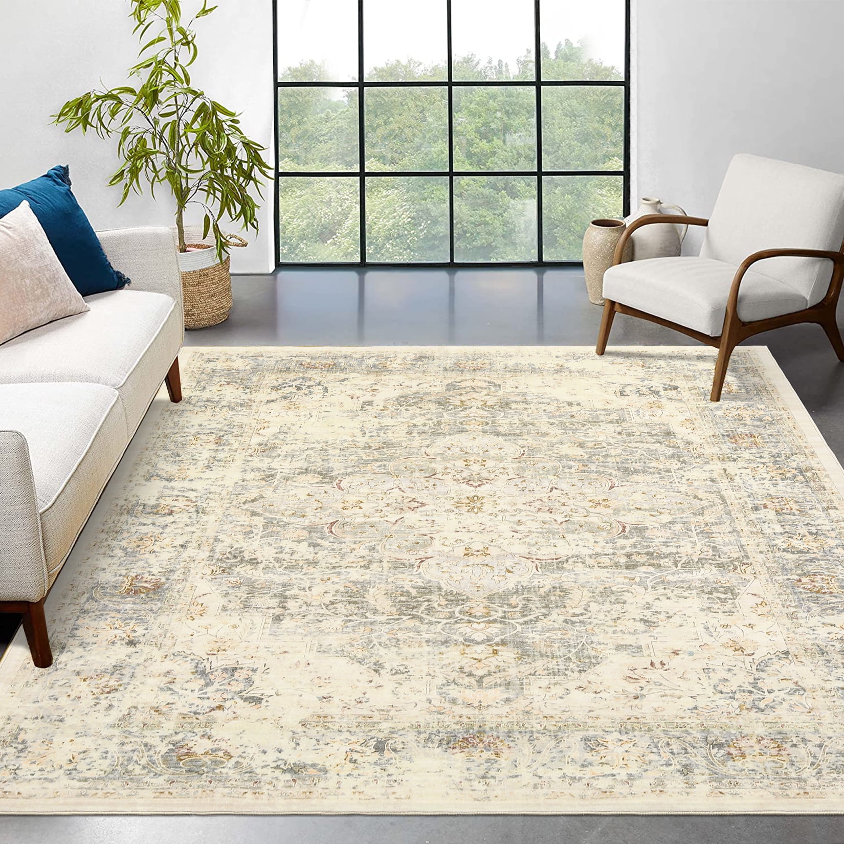 ZACOO 8'x10' Large Washable Rugs Vintage Rug for Bedroom Living Room ...