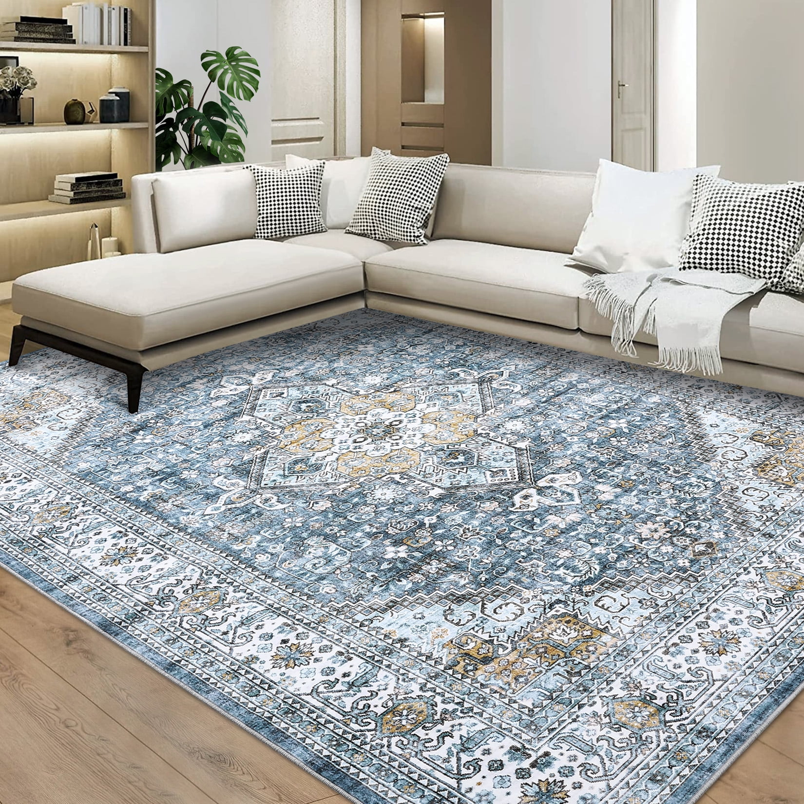 ZACOO 9'x12' Large Vintage Rug Machine Washable Persian Distressed Area ...