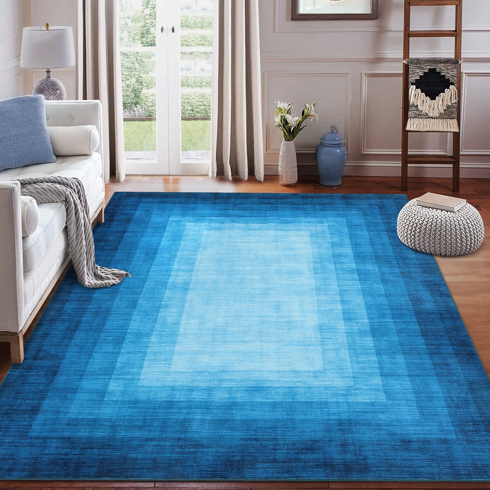 ZACOO Ombre Rug Modern Bordered Area Rug for Living Room Bedroom Border ...