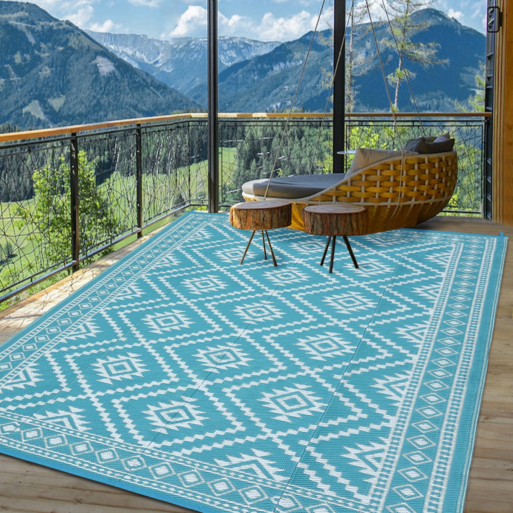 ZACOO Outdoor Rug Carpet Waterproof 5x8 Feet Reversible Patio Rug ...
