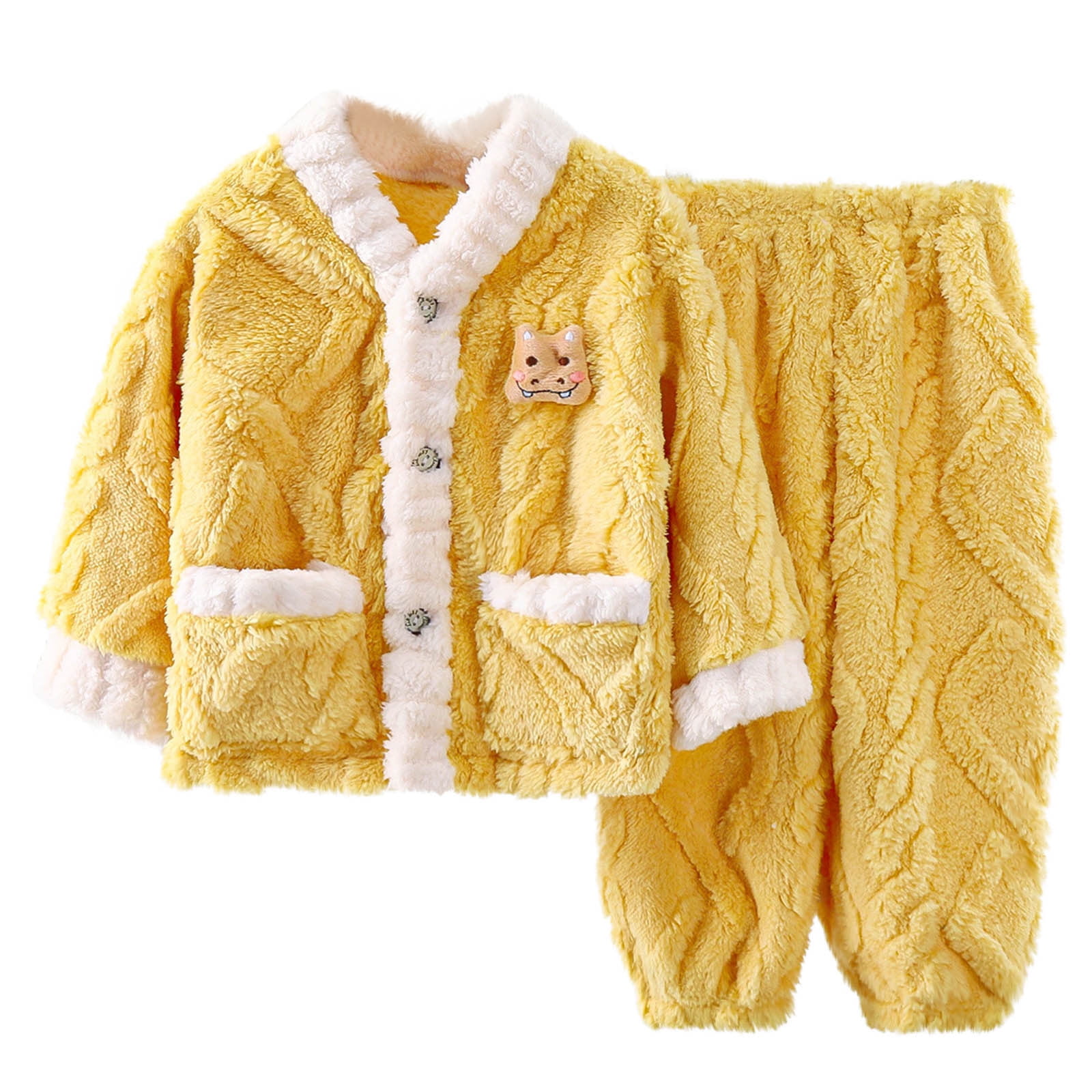 ZACPNCV Baby Boy Girl Fleece Two Piece Clothes Long Sleeve Plush Coat ...
