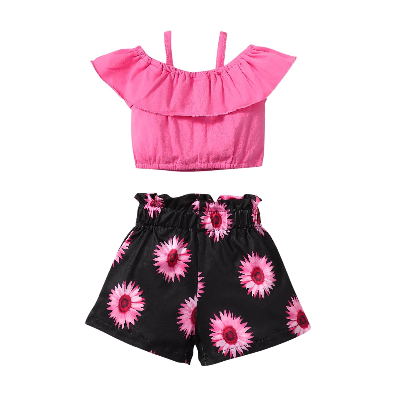 ZACPNCV Baby Girl Clothes Set Summer Outfits Solid Color Ruffle Tank ...