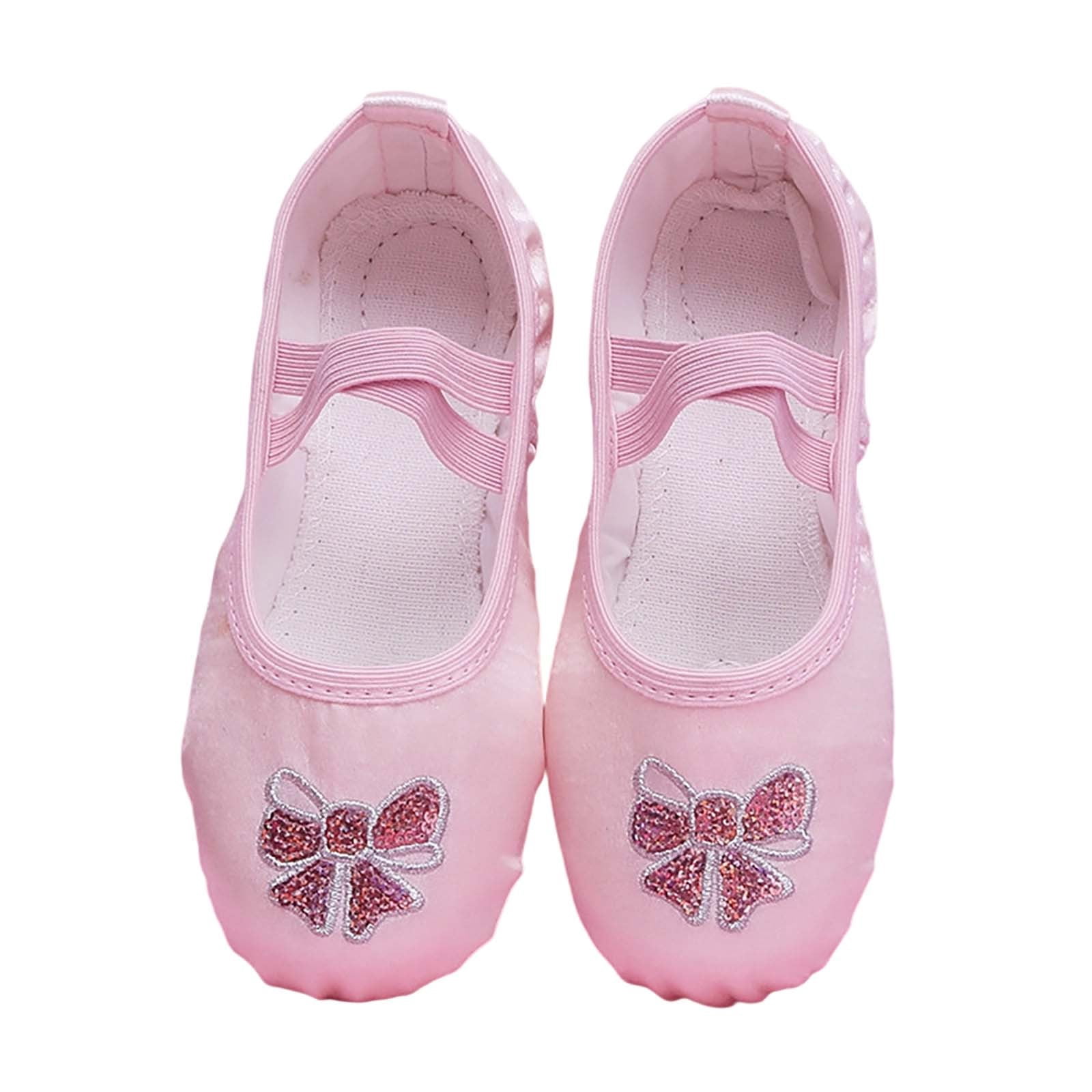 ZACPNCV Ballet Shoes for Girls Cute Bow Satin Dance Flats Practice ...