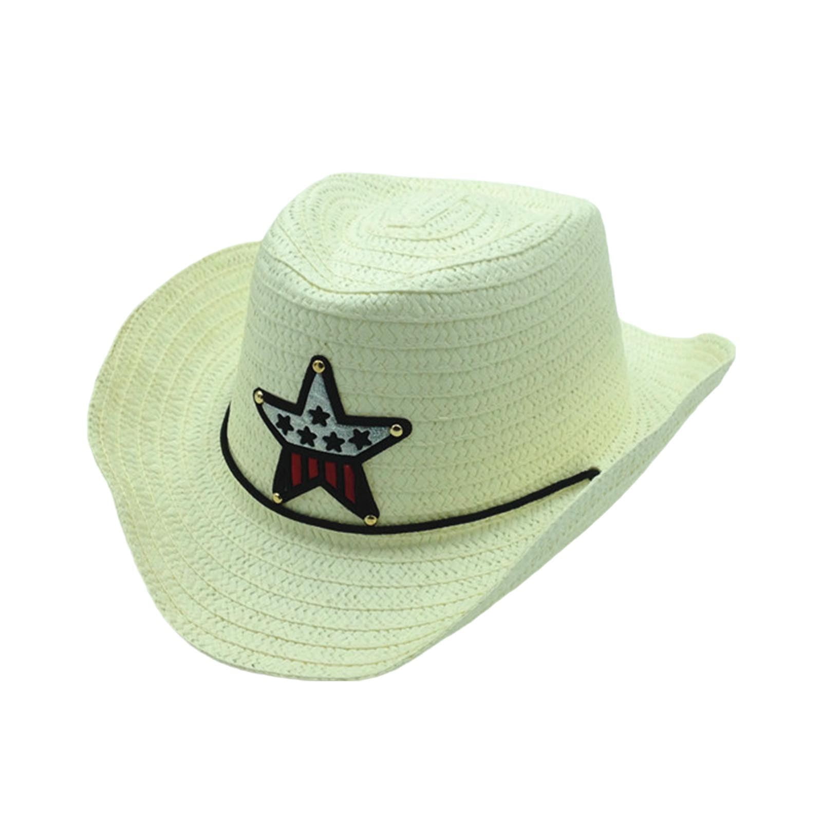 ZACPNCV Boys Cowboy Hat Summer Outdoor Straw Cowboy Hat for Kids with ...