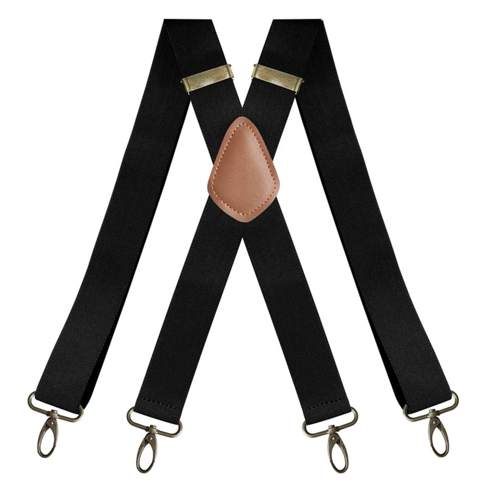 ZACPNCV Classic Mens Suspenders with 4 Clips 1.4 Inch Elastic Webbing X ...