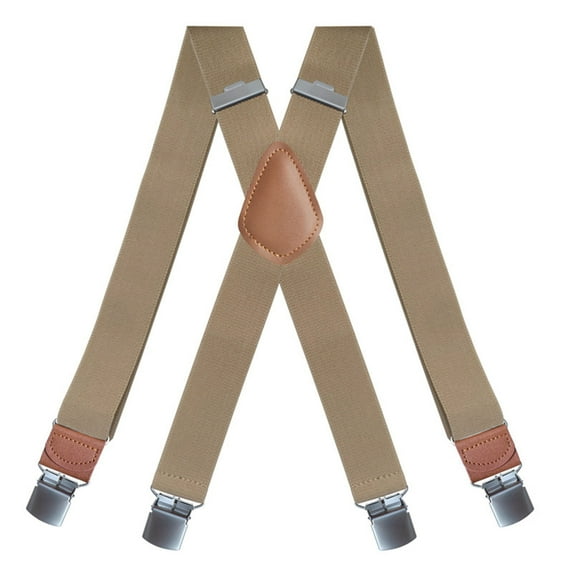 ZACPNCV Classic Mens Suspenders with 4 Clips 1.4 Inch Elastic Webbing X ...