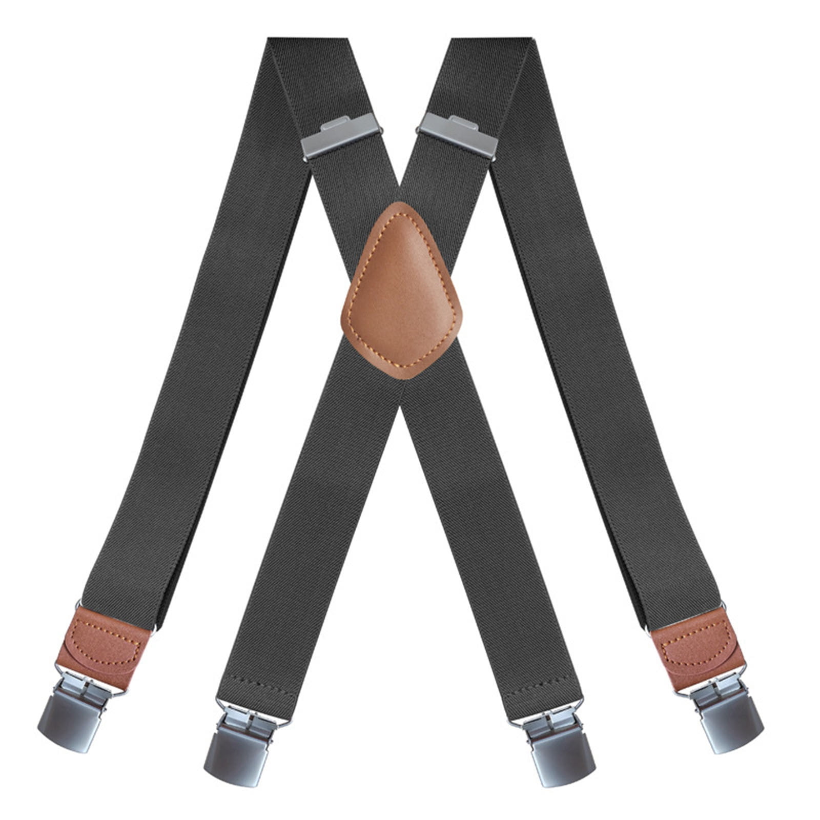 ZACPNCV Classic Mens Suspenders with 4 Clips 1.4 Inch Elastic Webbing X ...