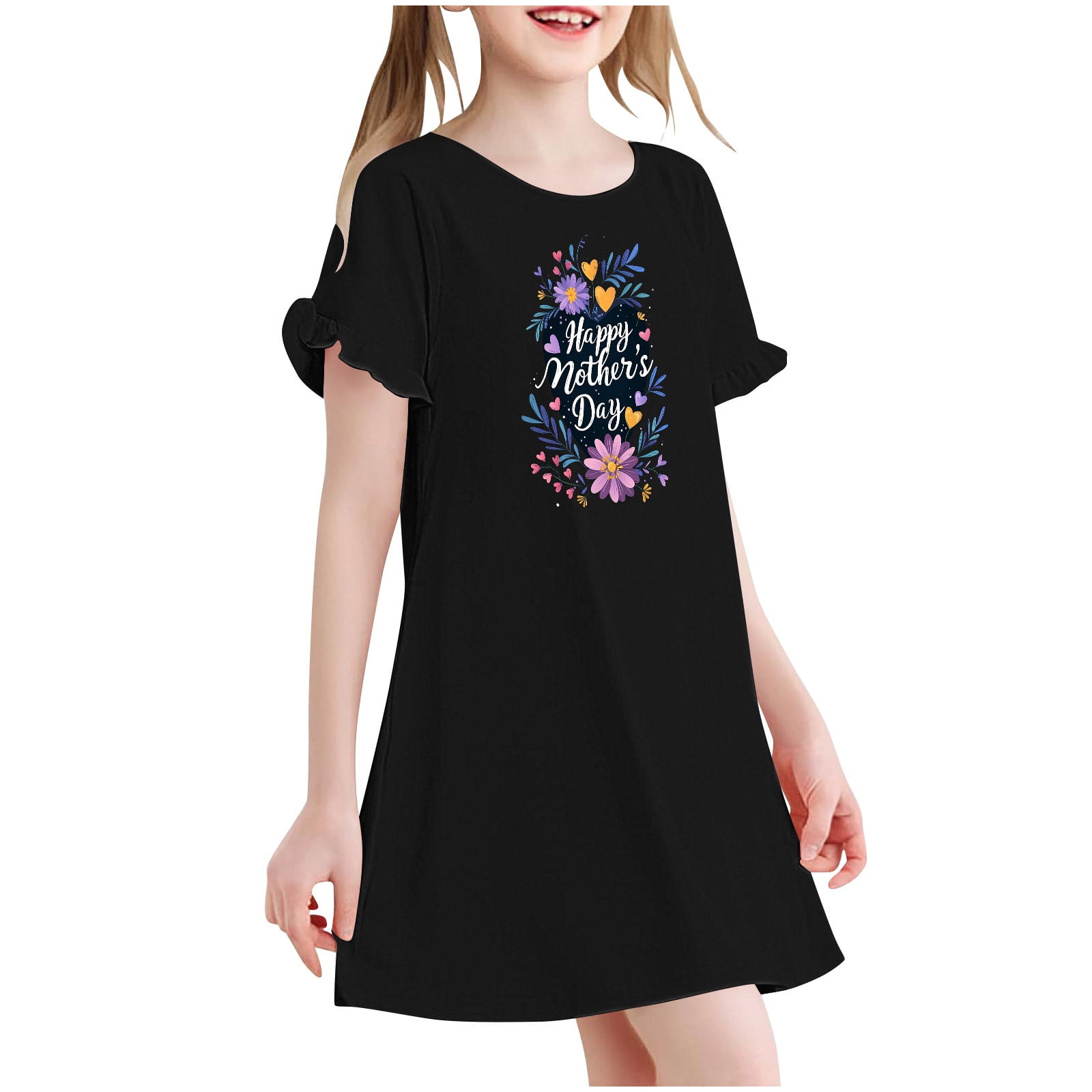 ZACPNCV Cotton Nightgowns Girls Sleep Shirts Pajamas Short Sleeve ...