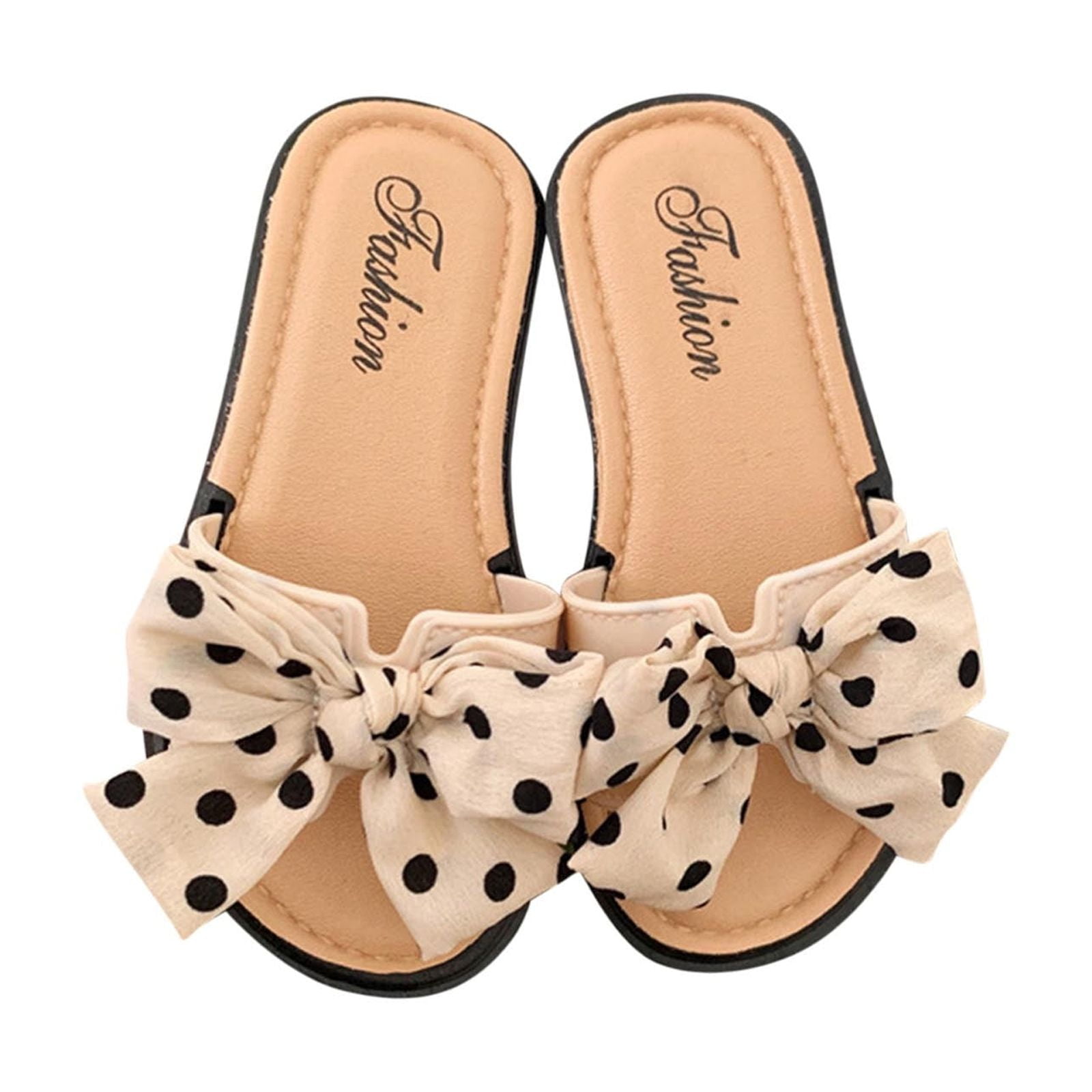 ZACPNCV Girl's Bow Slip on Slippers Open Toe Braided Slides Flat ...