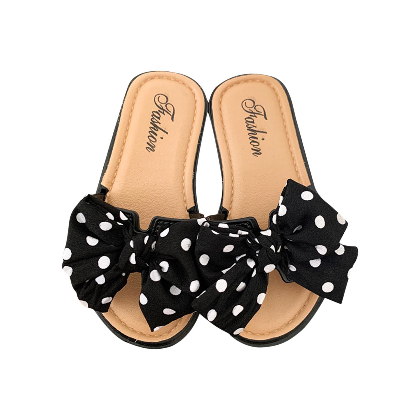 ZACPNCV Girl's Bow Slip on Slippers Open Toe Braided Slides Flat ...