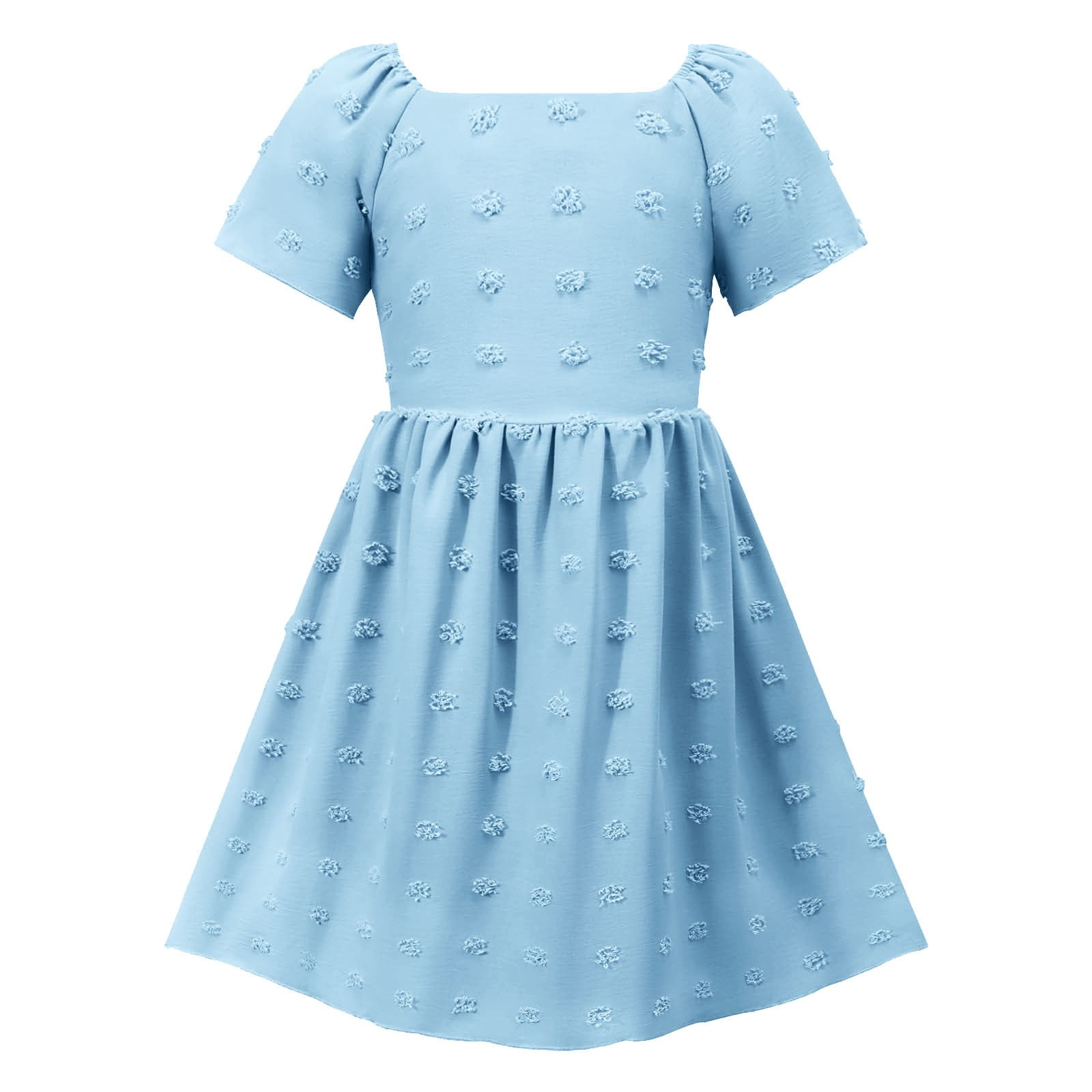 ZACPNCV Girl's Summer Dresses Smocked Flutter Sleeve A Line Sundresses ...