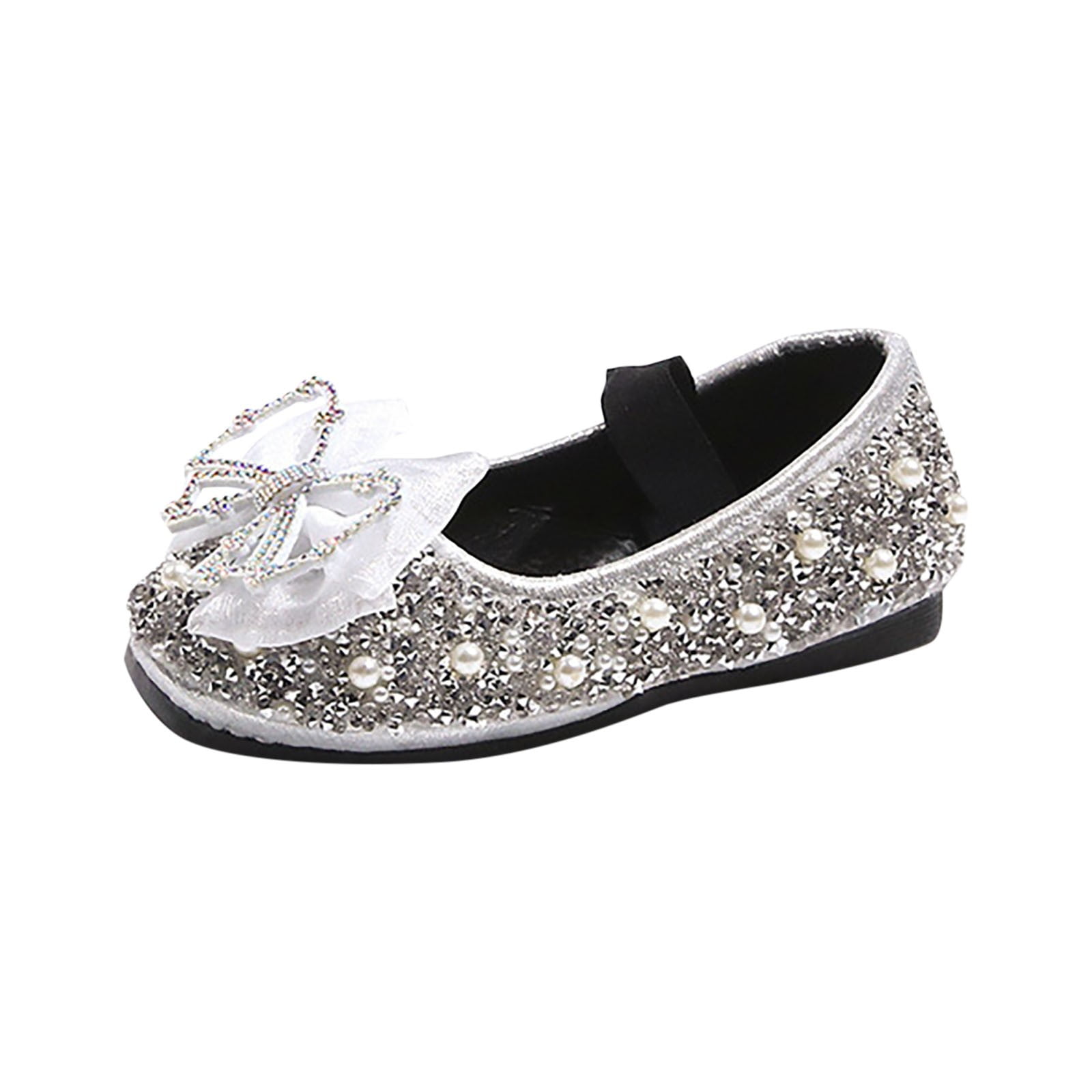 ZACPNCV Girls Flats Sparkle Princess Dress Shoes Bow Wedding Party ...
