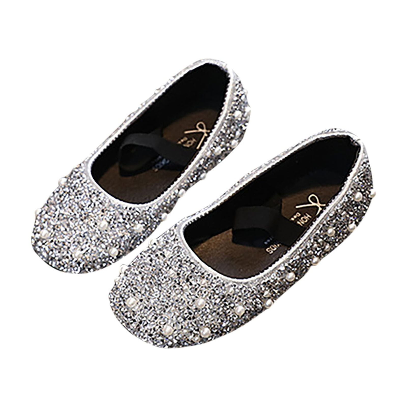 ZACPNCV Girls Flats Sparkle Princess Dress Shoes Bow Wedding Party ...