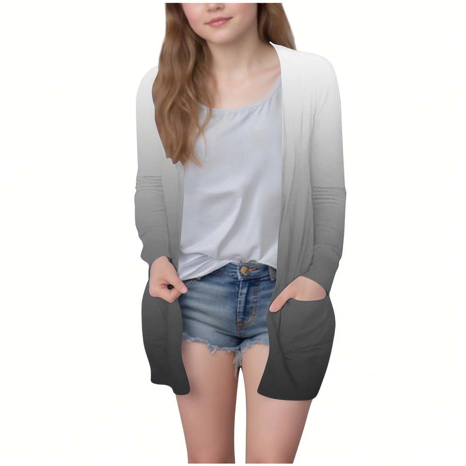 ZACPNCV Girls Long Sleeve Cardigan Sweaters Open Front Cable Knit ...