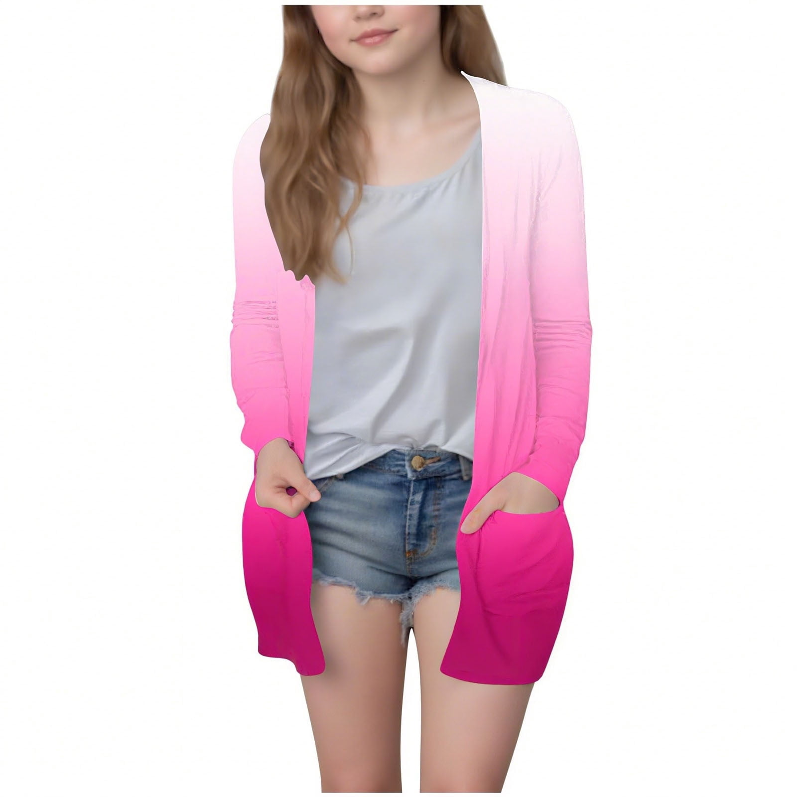 ZACPNCV Girls Long Sleeve Cardigan Sweaters Open Front Cable Knit ...